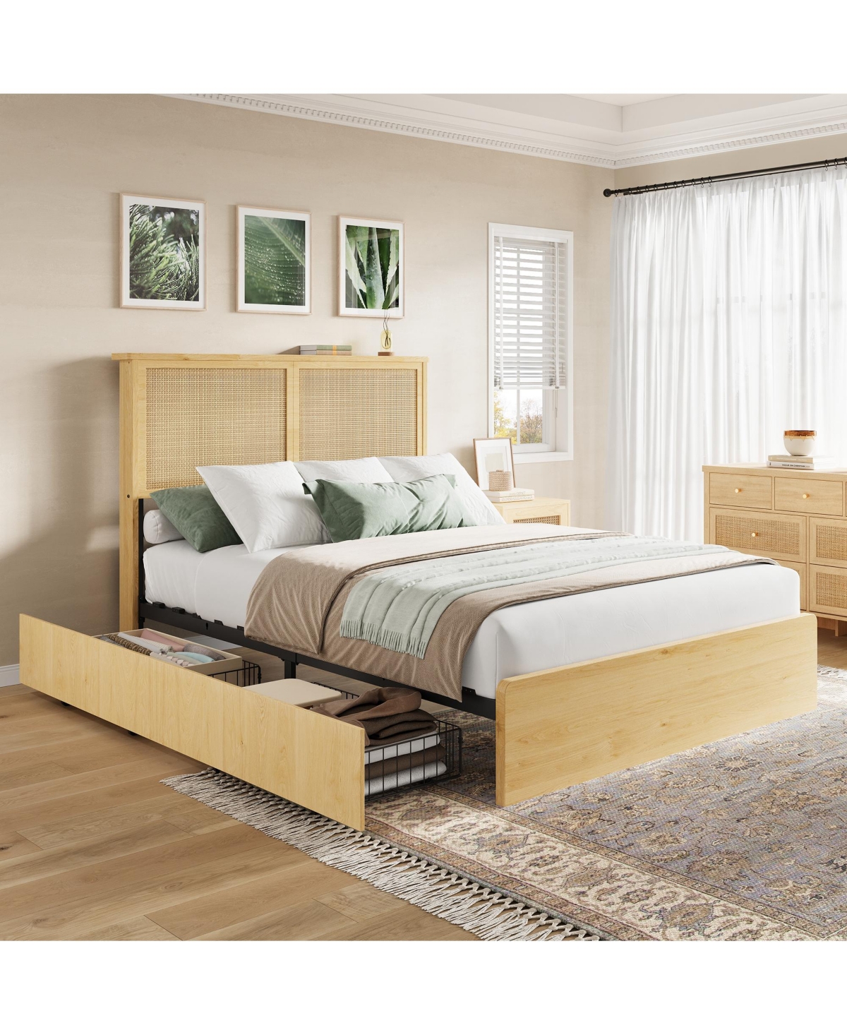 Click here for gaomon Bohemian Platform Bed Frame with Rattan Sto... prices