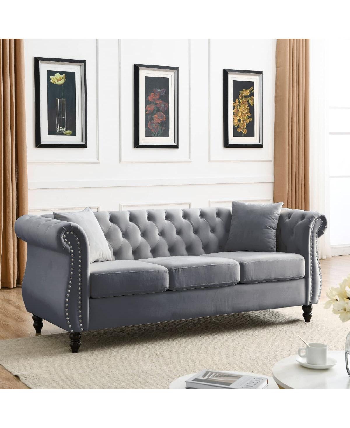 Click here for Maison Boucle 80" Velvet Sofa 3-Seater Tufted... prices