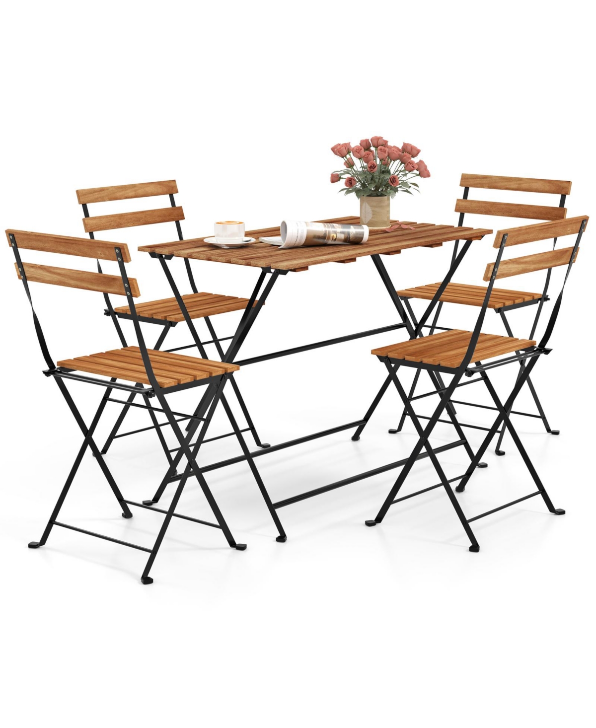 Click here for Sugift 5 Piece Patio Acacia Wood Dining Set with F... prices