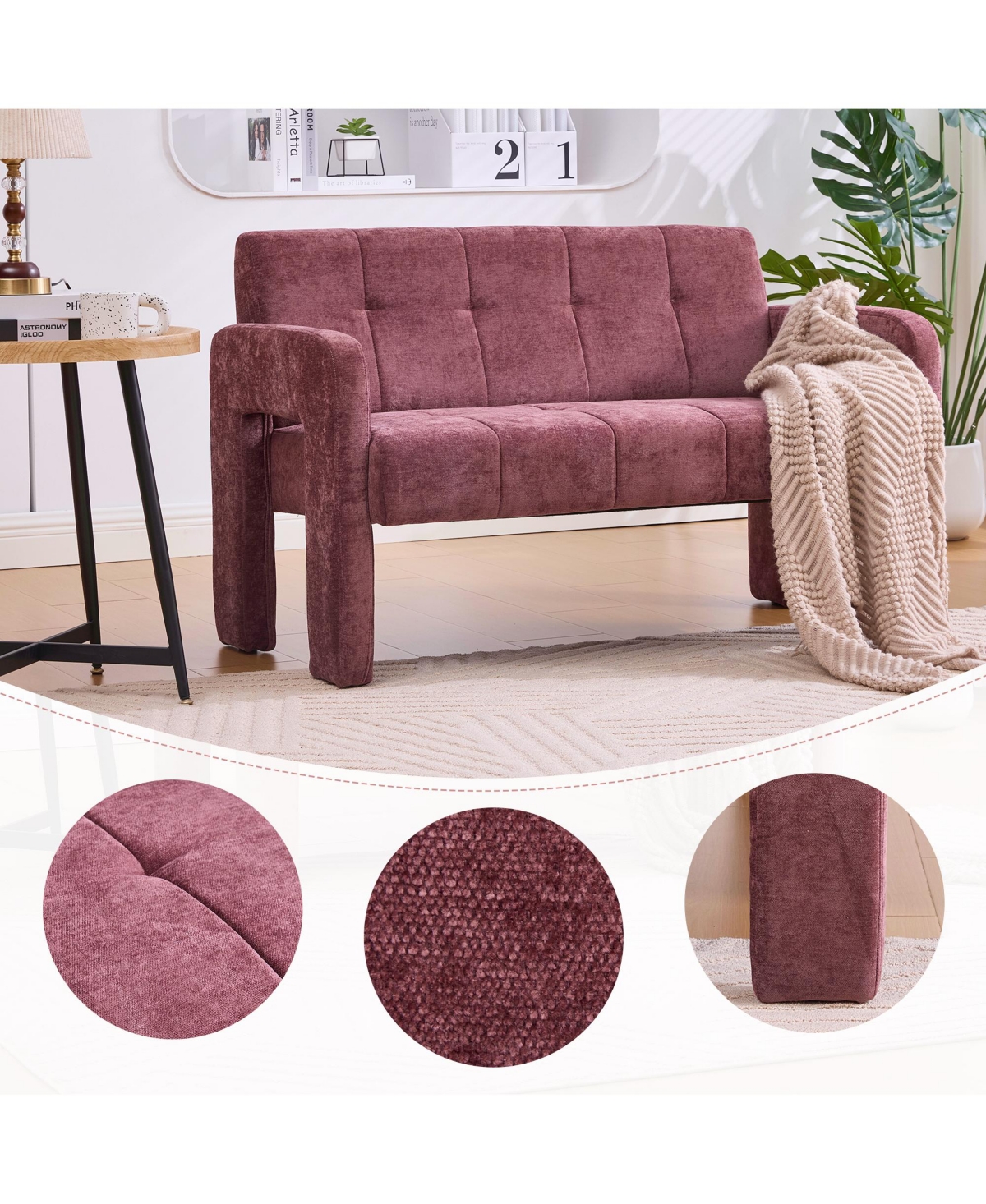 Click here for Rainsken 47" Chenille Small Loveseat Sofa  Co... prices