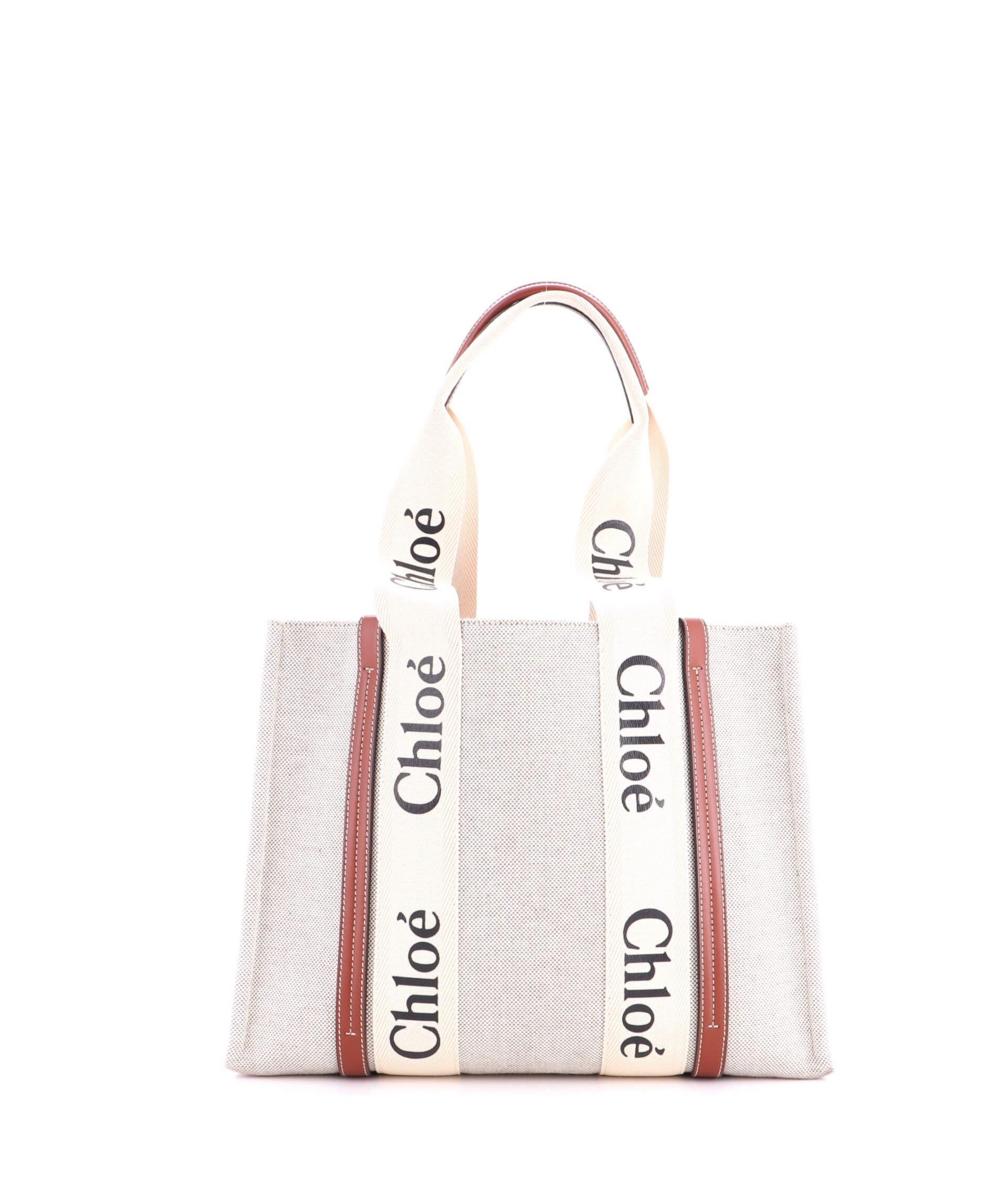 Click here for Pre-Owned Chloe Medium Woody Tote Canvas with Leat... prices