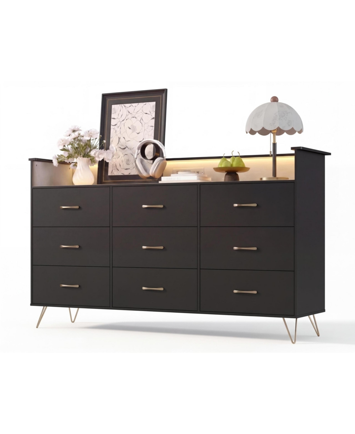 Click here for gaomon 9 Drawer Wooden Dressers for Bedroom with L... prices