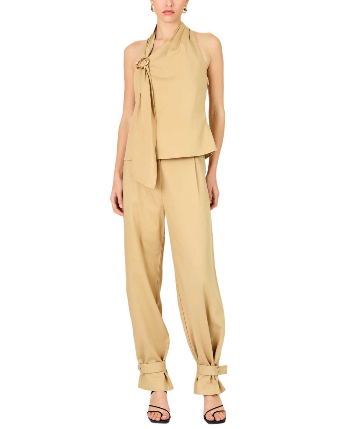 Click here for Line & Dot Womens Wide-Leg Mid-Rise Pants - Tan prices