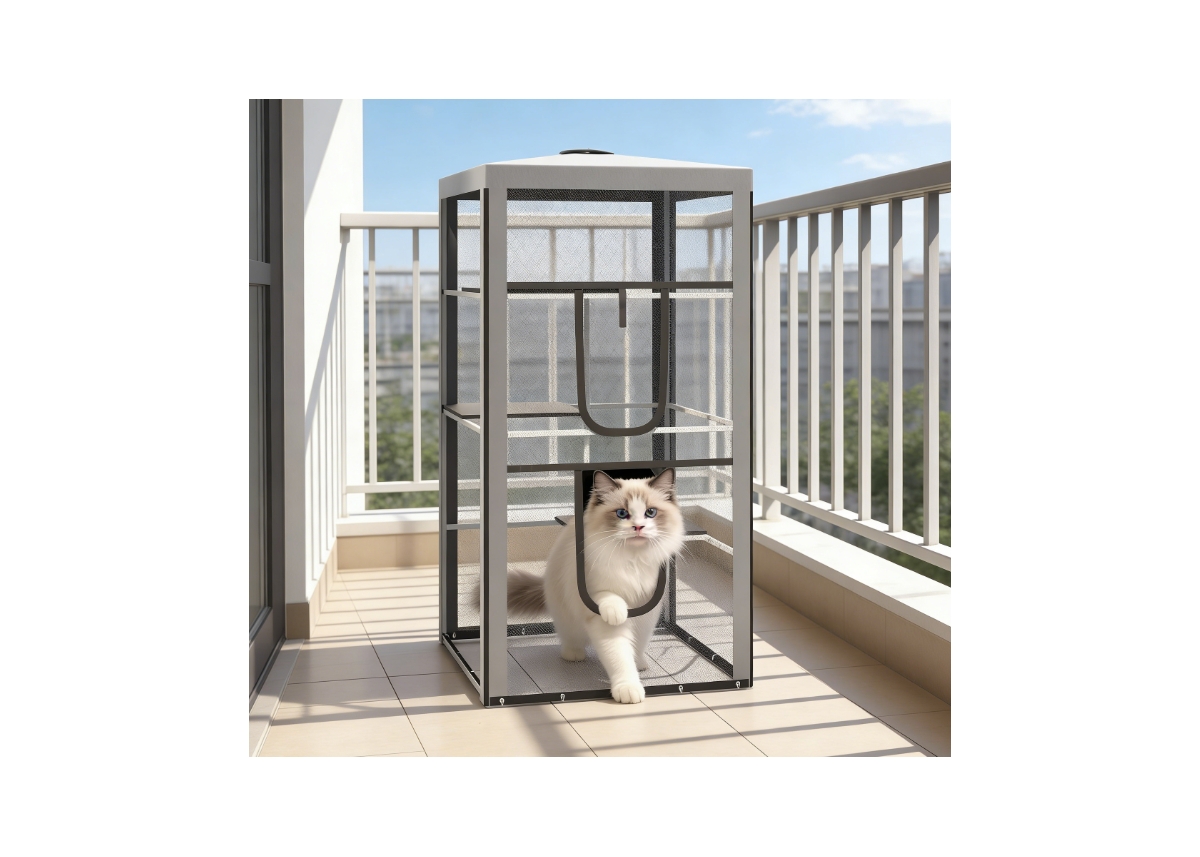 Click here for Zeus and Ruta 79 in. Cat House Steel Frame Mesh Pl... prices