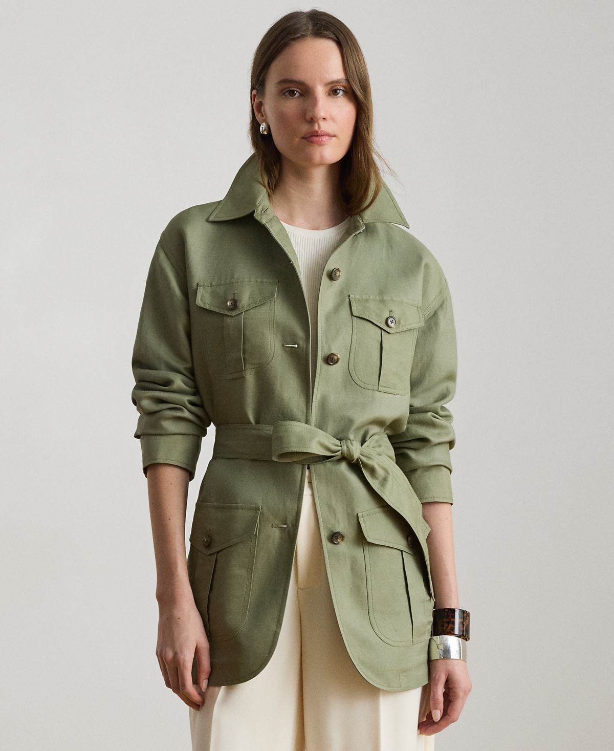 Click here for Lauren Ralph Lauren Petite Spread Collar Twill Fie... prices