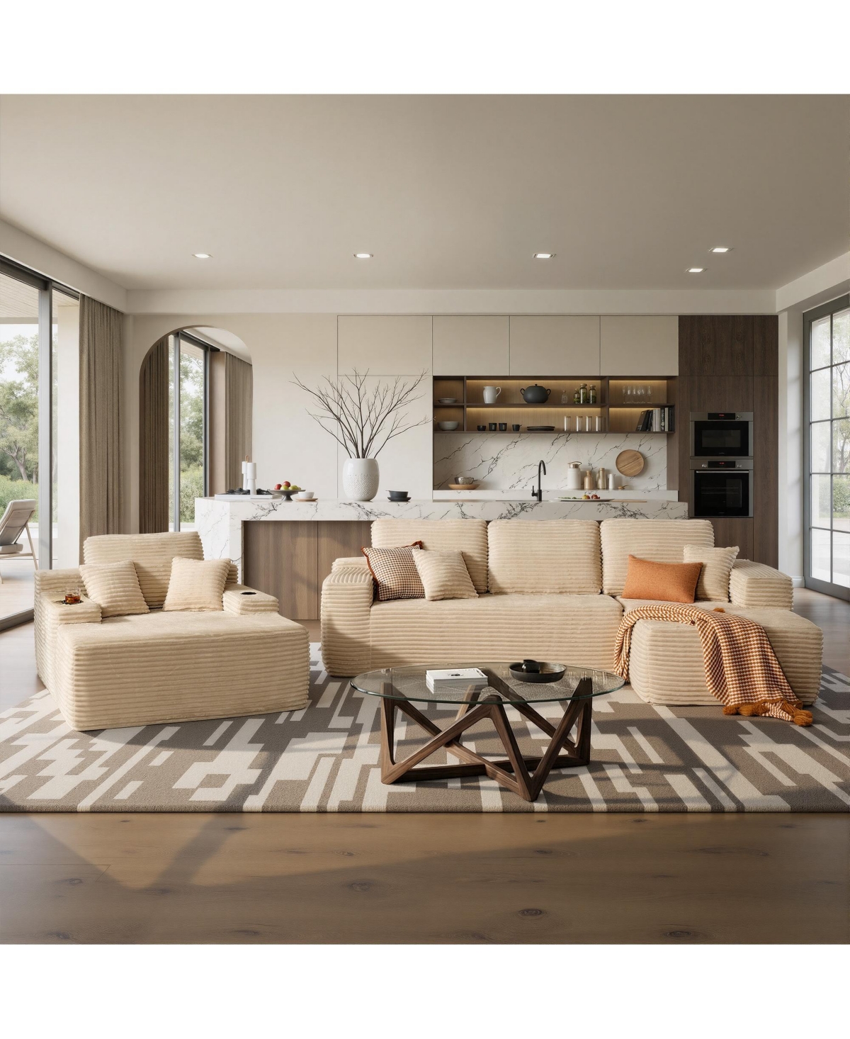 Click here for Xizzi 3-Piece L-Shaped Cloud Sectional Sofa with O... prices