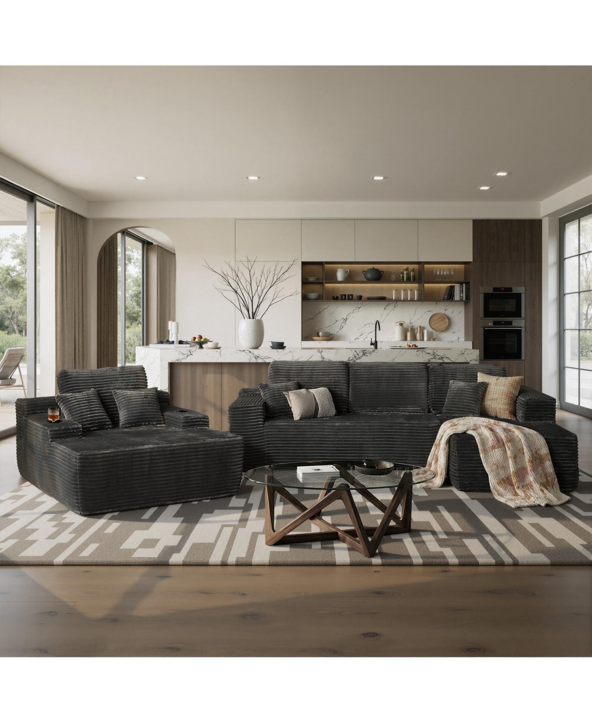 Click here for Xizzi 3-Piece L-Shaped Cloud Sectional Sofa with O... prices