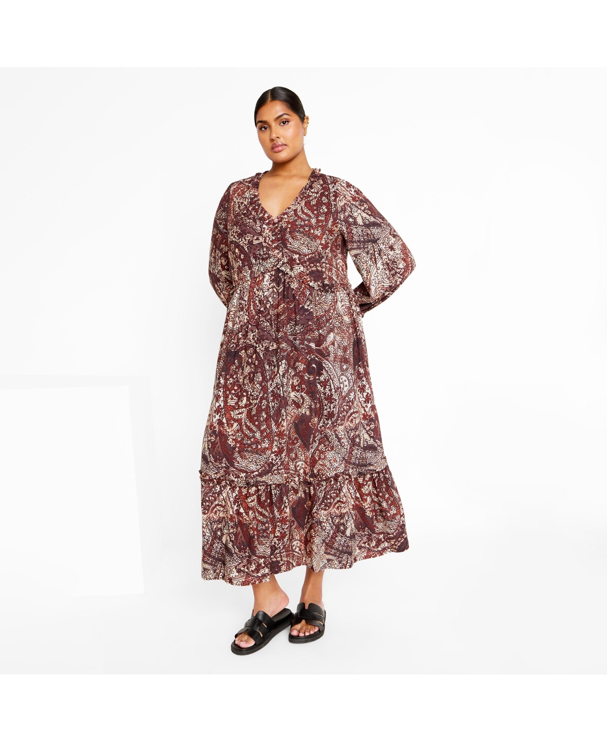 Click here for City Chic Womens Gaia Print Dress - Choc print prices