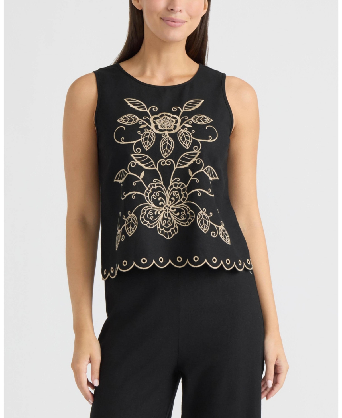 Click here for Ellen Tracy Womens Sleeveless Top with Embroidery... prices