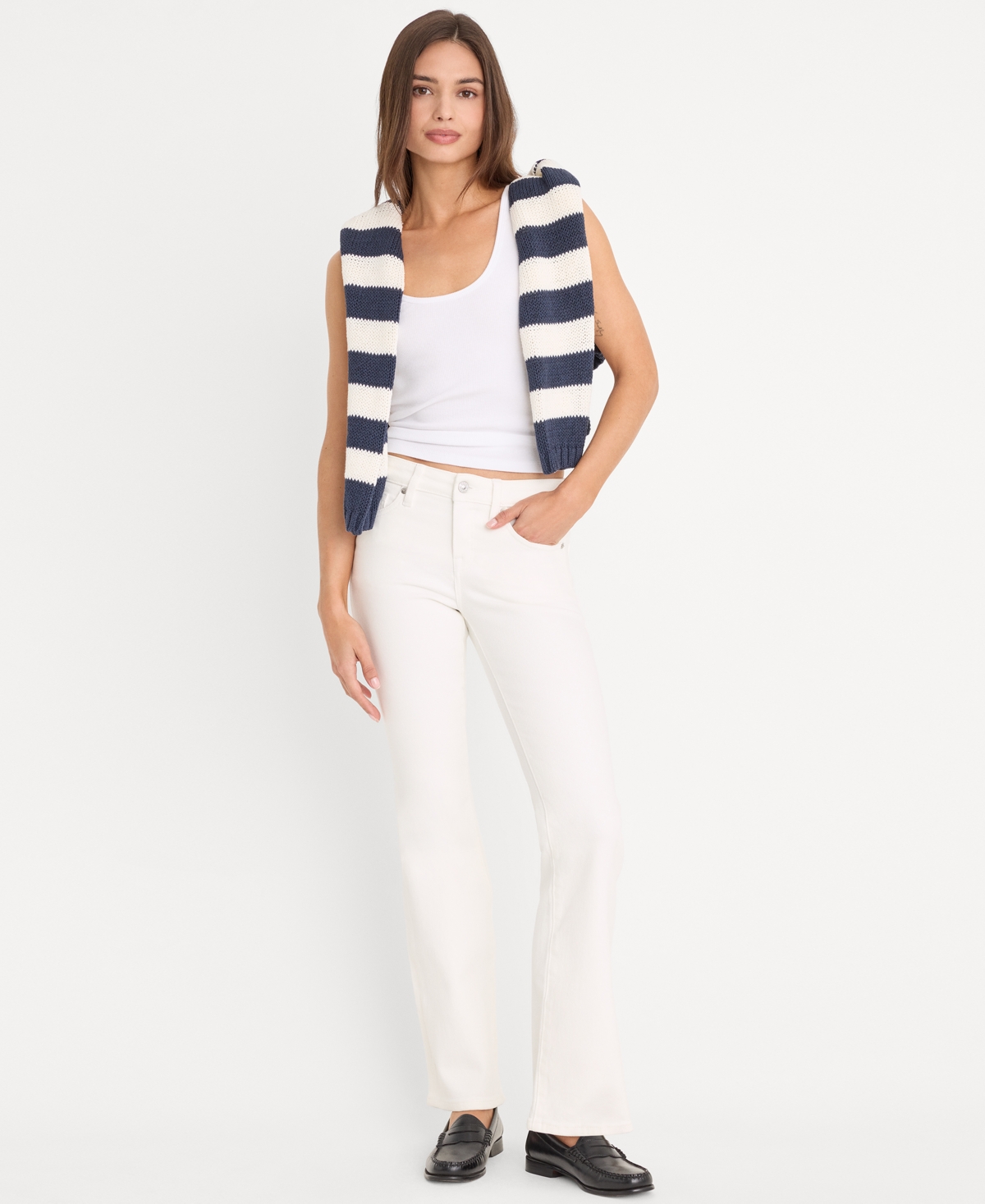 Click here for Good American Womens Low-Rise Bootcut Jeans - Whit... prices