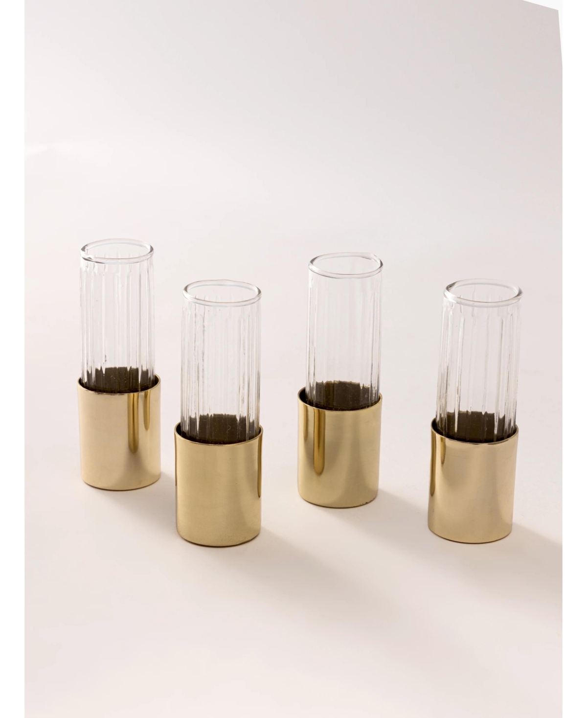 Click here for Fleck  Fluted Glass Bud Vases  Set of 4 - Gold prices