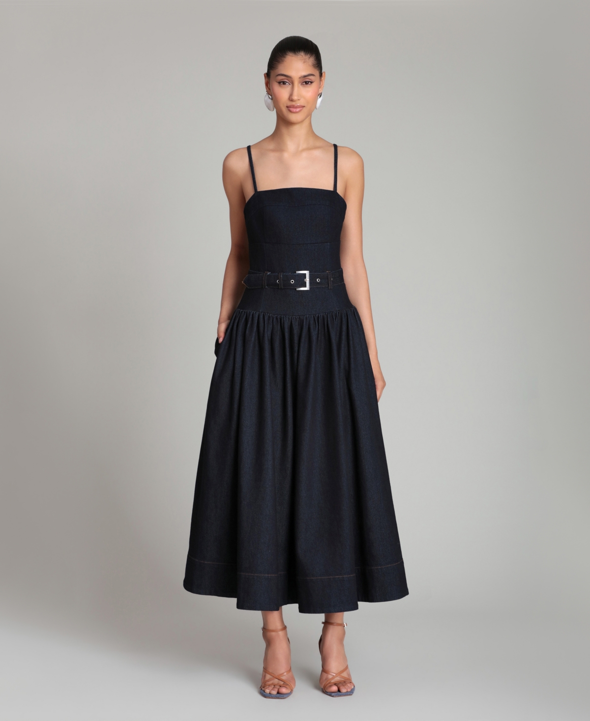 Click here for Avec Les Filles Womens Belted Drop Waist Stretch D... prices