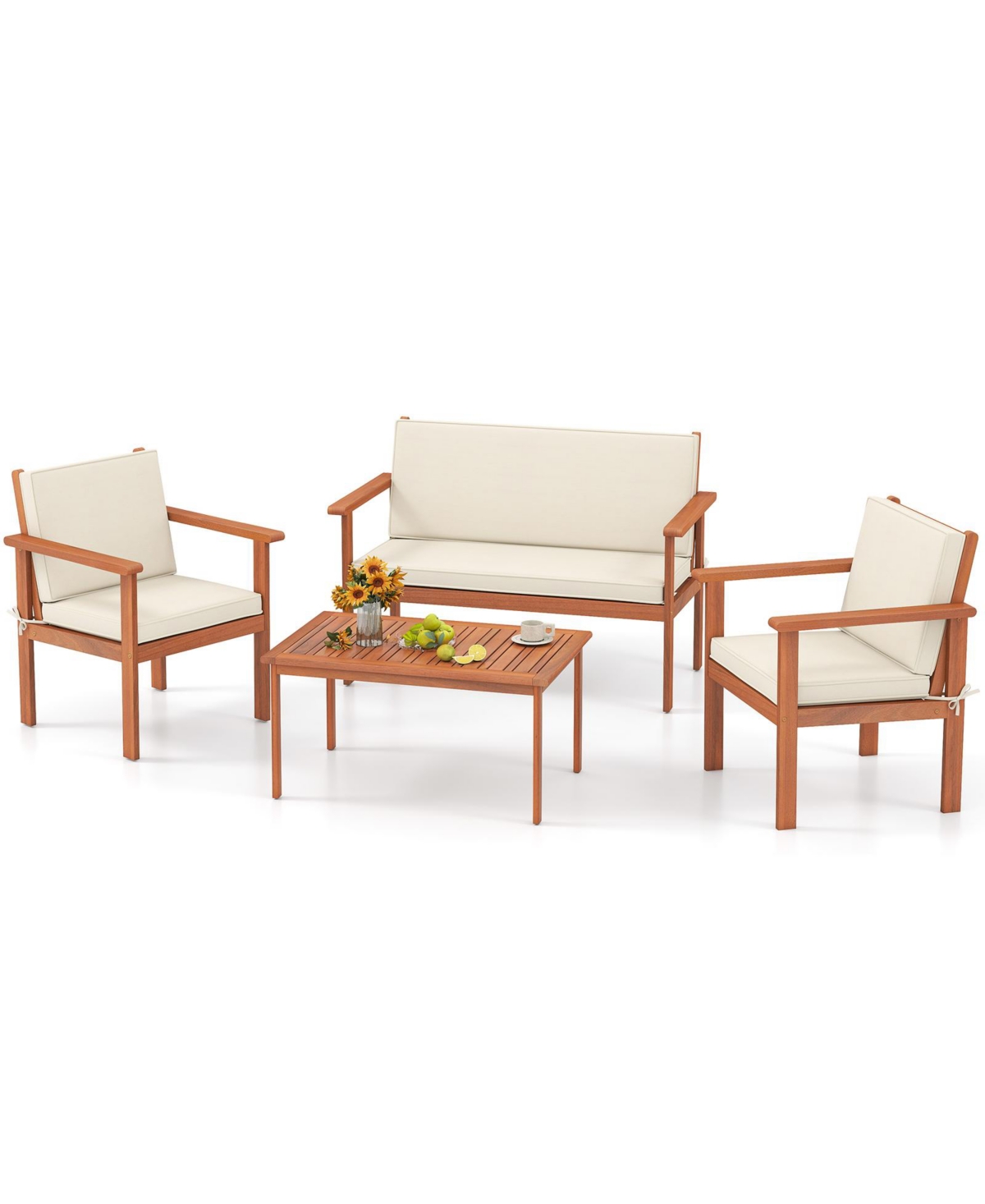 Click here for Gouun 4-Piece Acacia Wood Patio Furniture Set with... prices