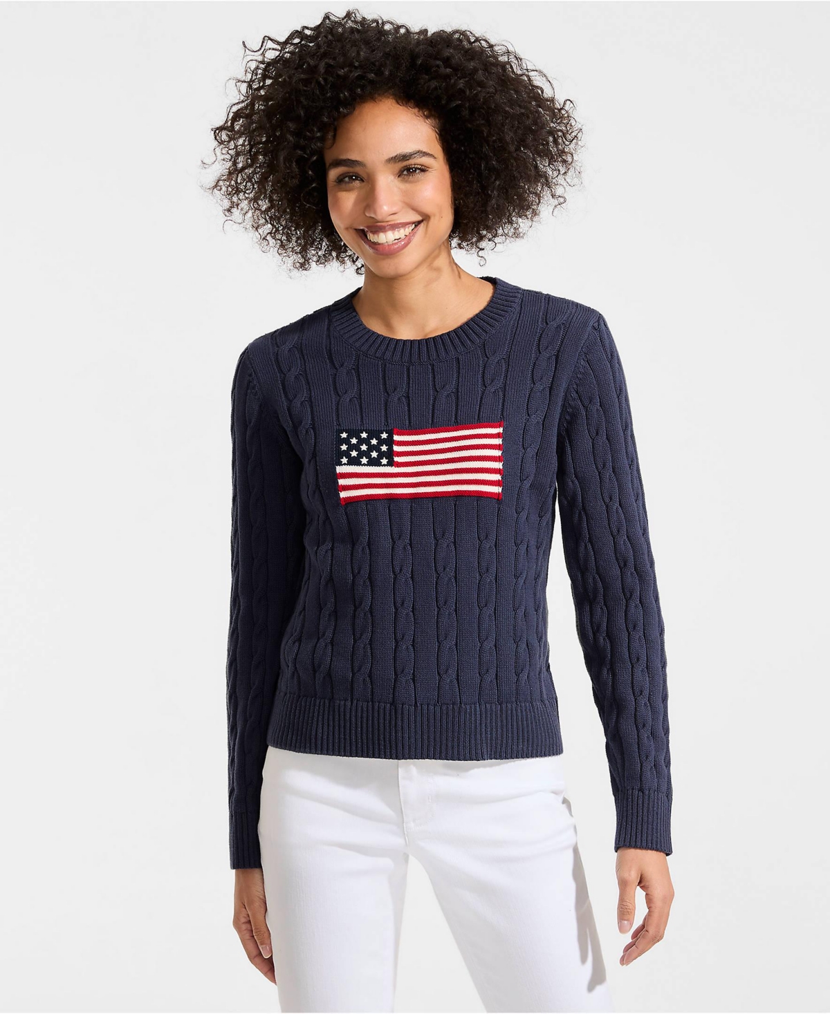 Click here for Lands End Womens American Flag Drifter Cable Sweat... prices