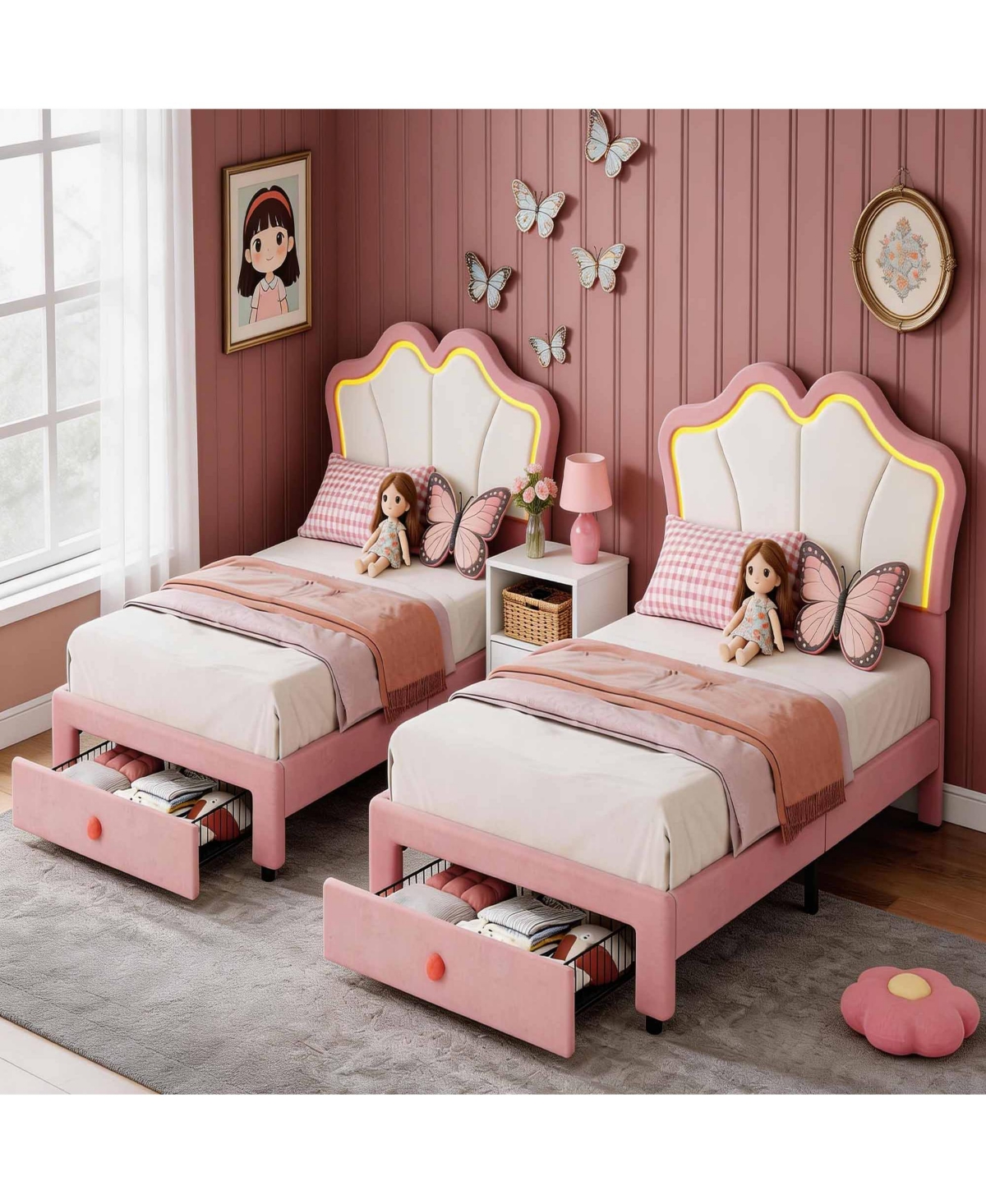 Click here for gaomon Set of 2 Twin Size Velvet Storage Beds with... prices