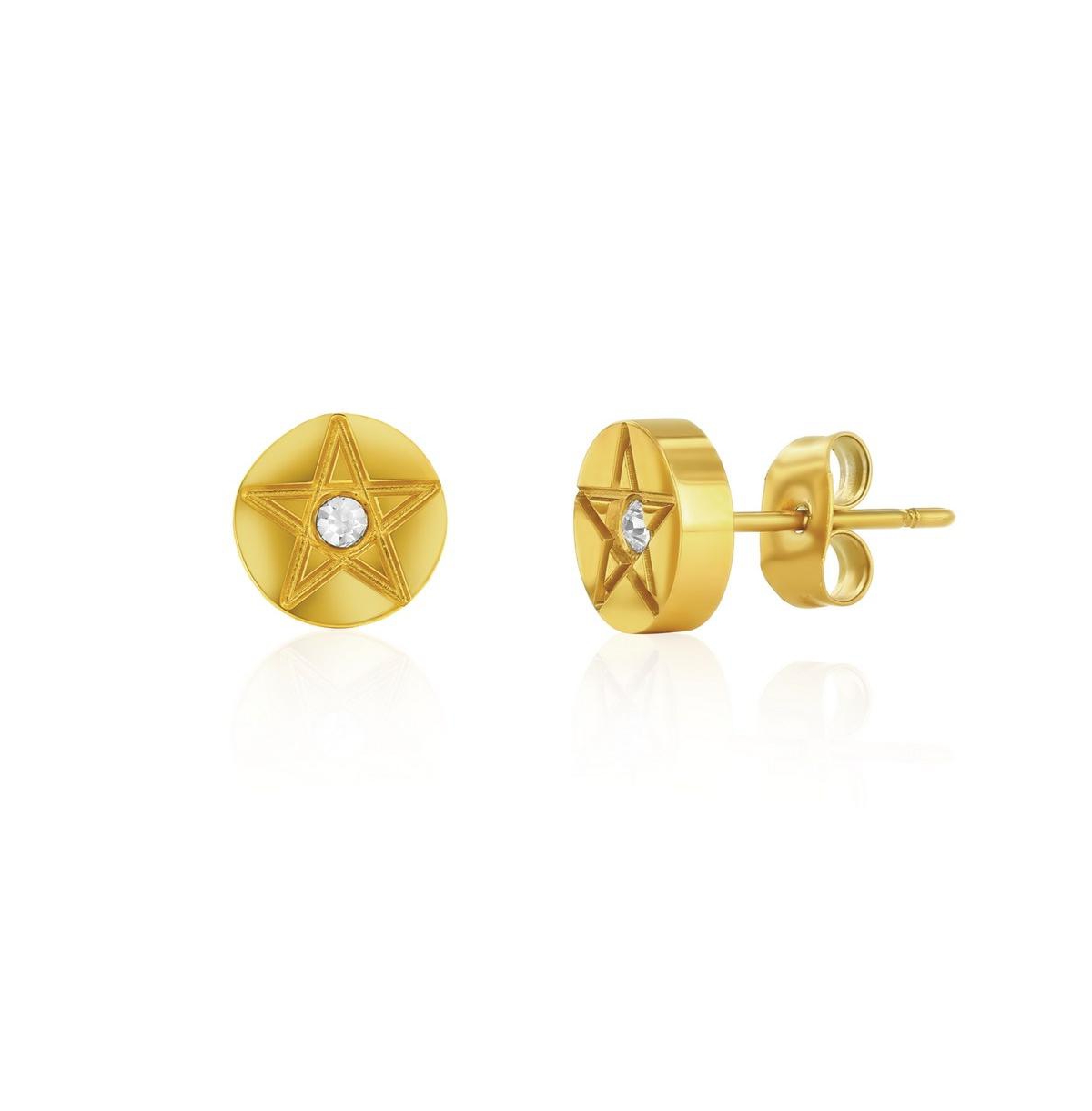 Click here for Metallo Stainless Steel  Round Star Cz Studs - Gol... prices