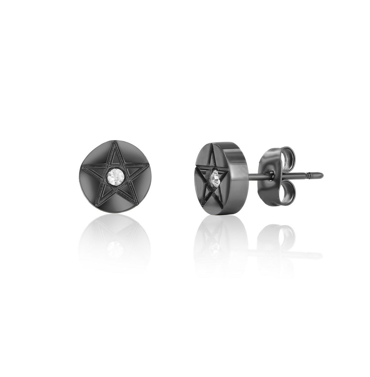 Click here for Metallo Stainless Steel  Round Star Cz Studs - Bla... prices