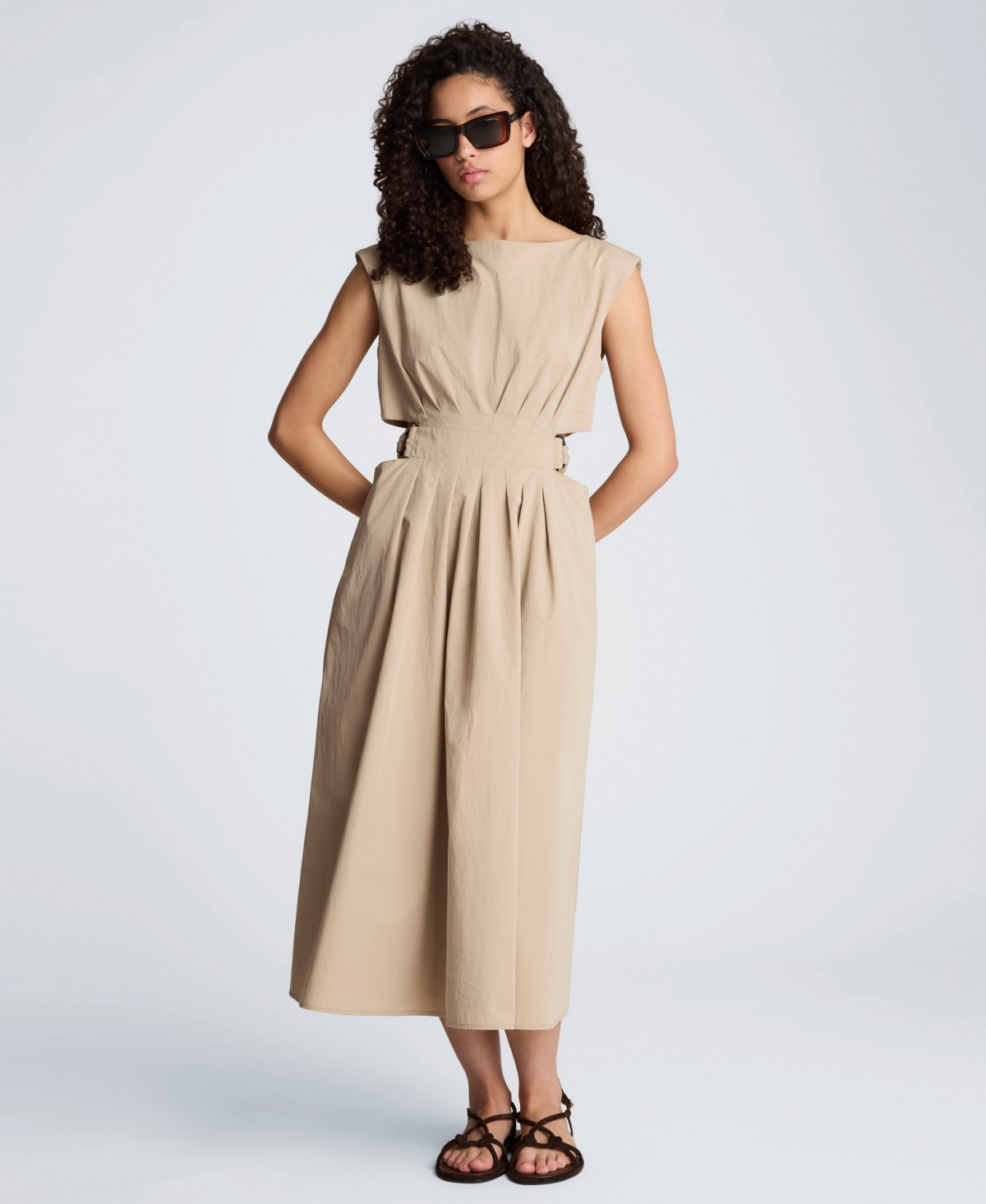 Click here for Kenneth Cole Womens Sleeveless Boat Neck Midi Dres... prices