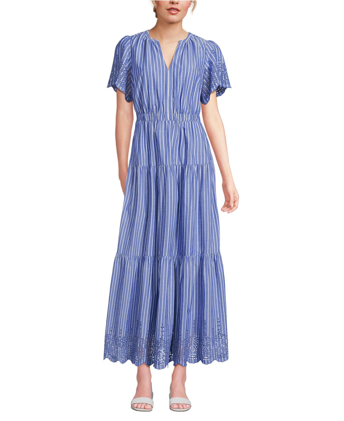 Click here for Lands End Womens Tiered Cotton Poplin Eyelet Maxi... prices