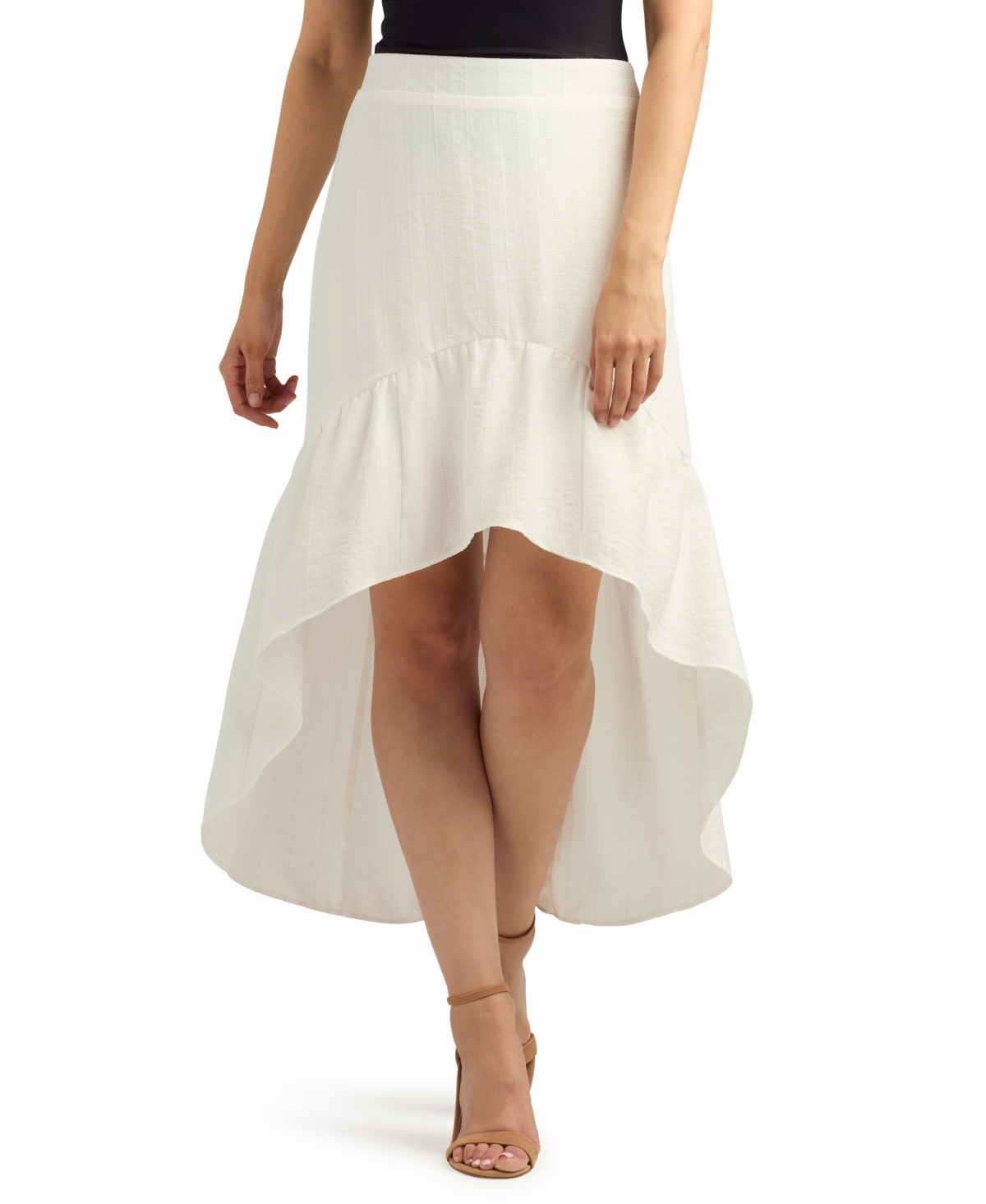 Click here for Bcx Womens Dobby Stripe High-Low Skirt - Off White prices