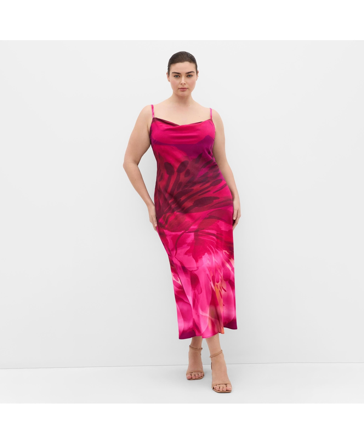 Click here for City Chic Womens Sadie Print Slip Dress - Raspberr... prices