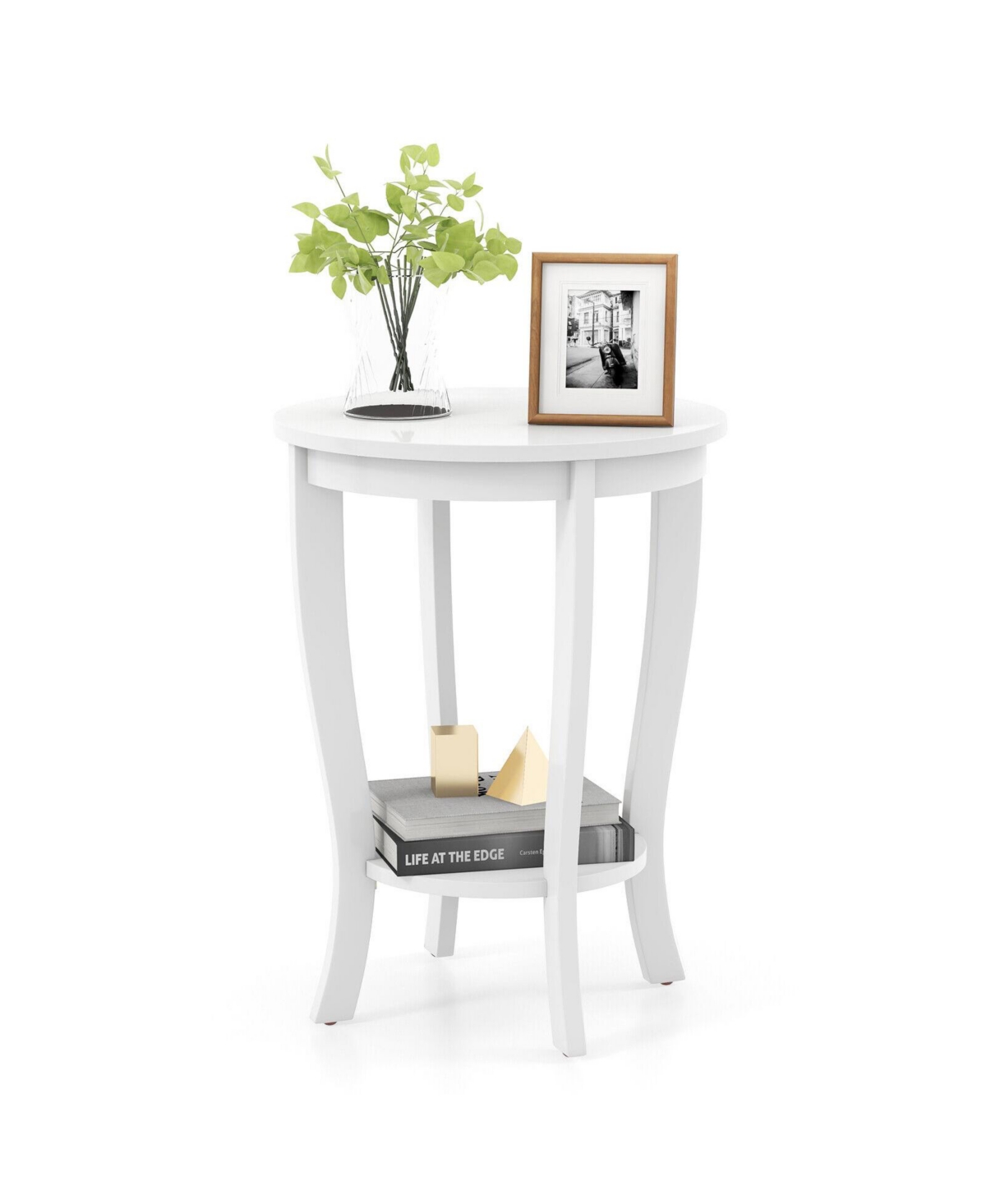 Click here for Gouun 2-Tier Round End Table with Solid Rubber Woo... prices