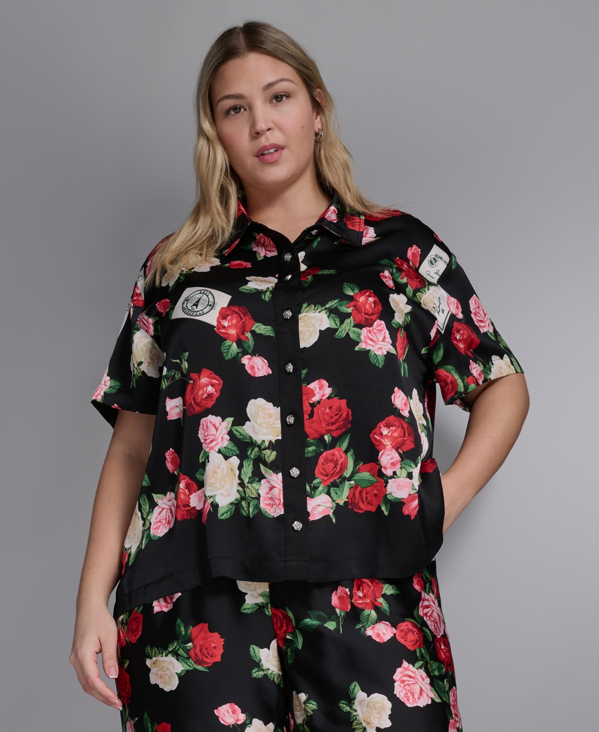 Click here for Karl Lagerfeld Paris Plus Size Floral-Print Collar... prices