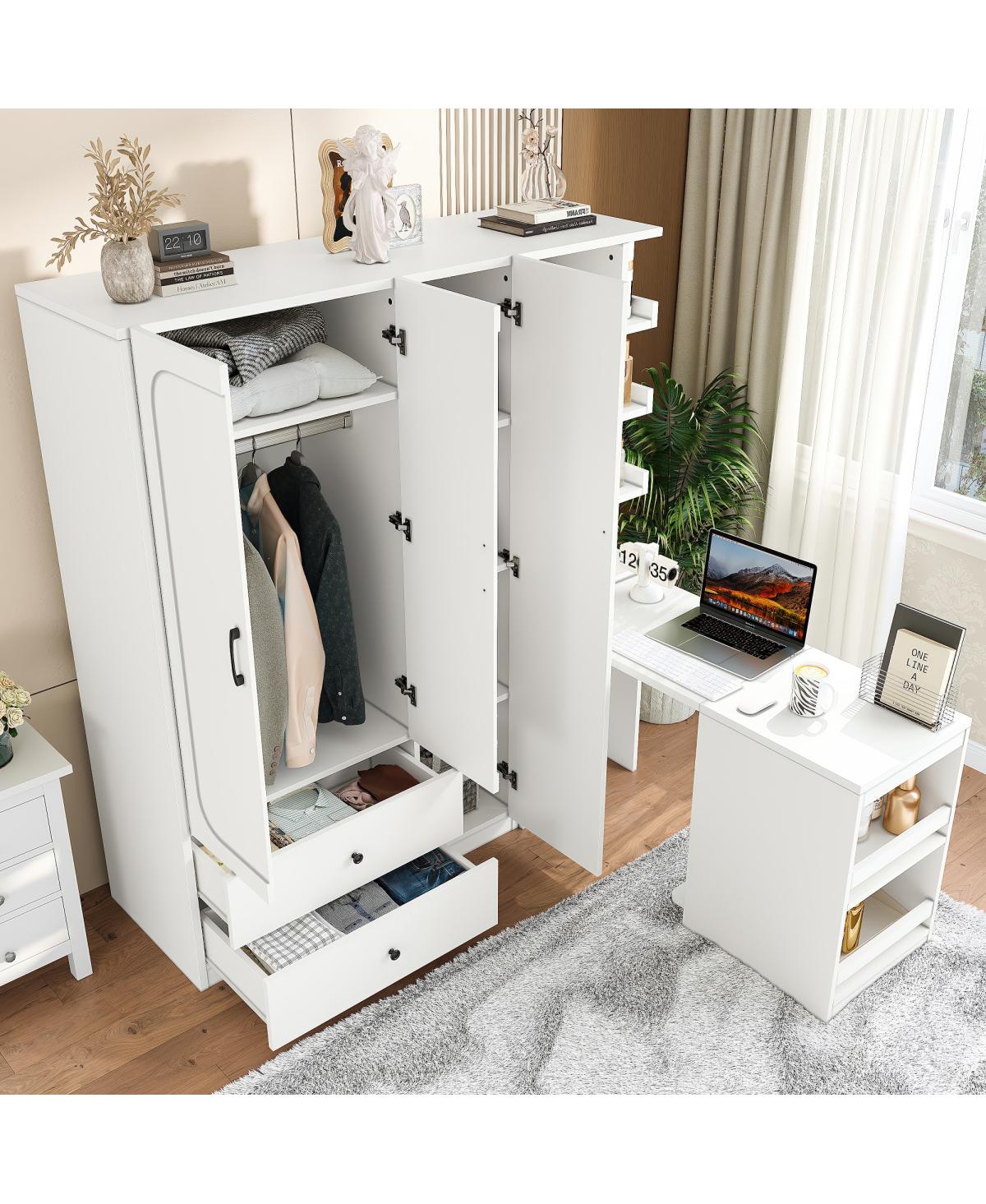 Click here for Streamdale Furniture 2-Door Wardrobe w/ Desk and S... prices
