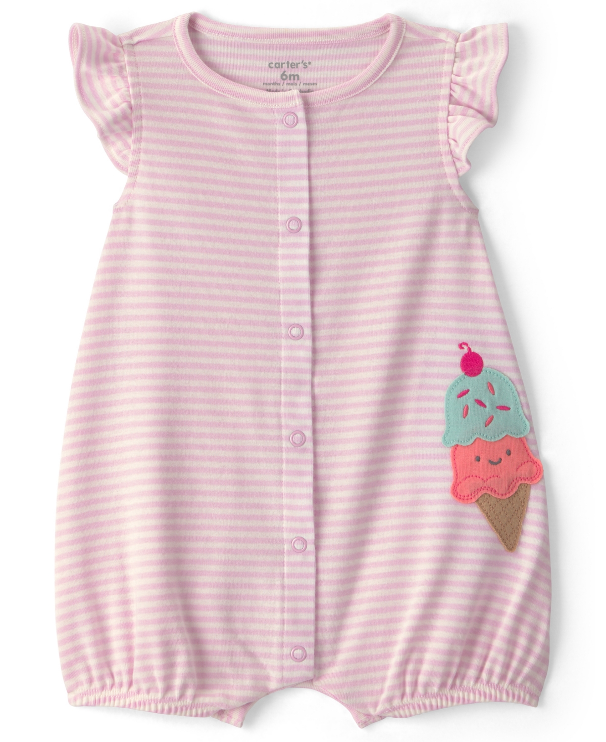 Click here for Carters Baby Girls Cotton Snap Up Rompers - Pink/I... prices