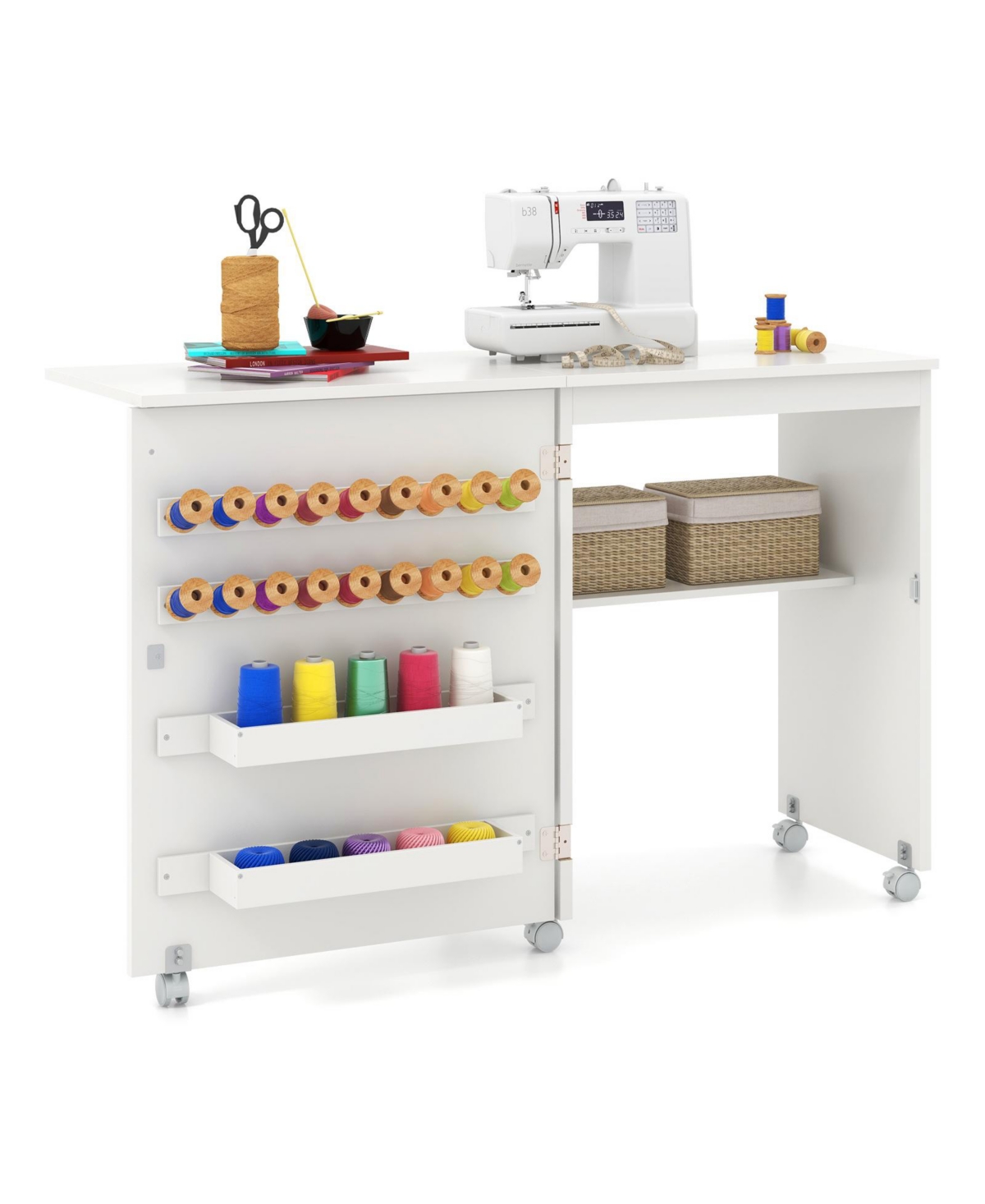 Click here for Sugift Folding Sewing Table with Storage Shelf and... prices