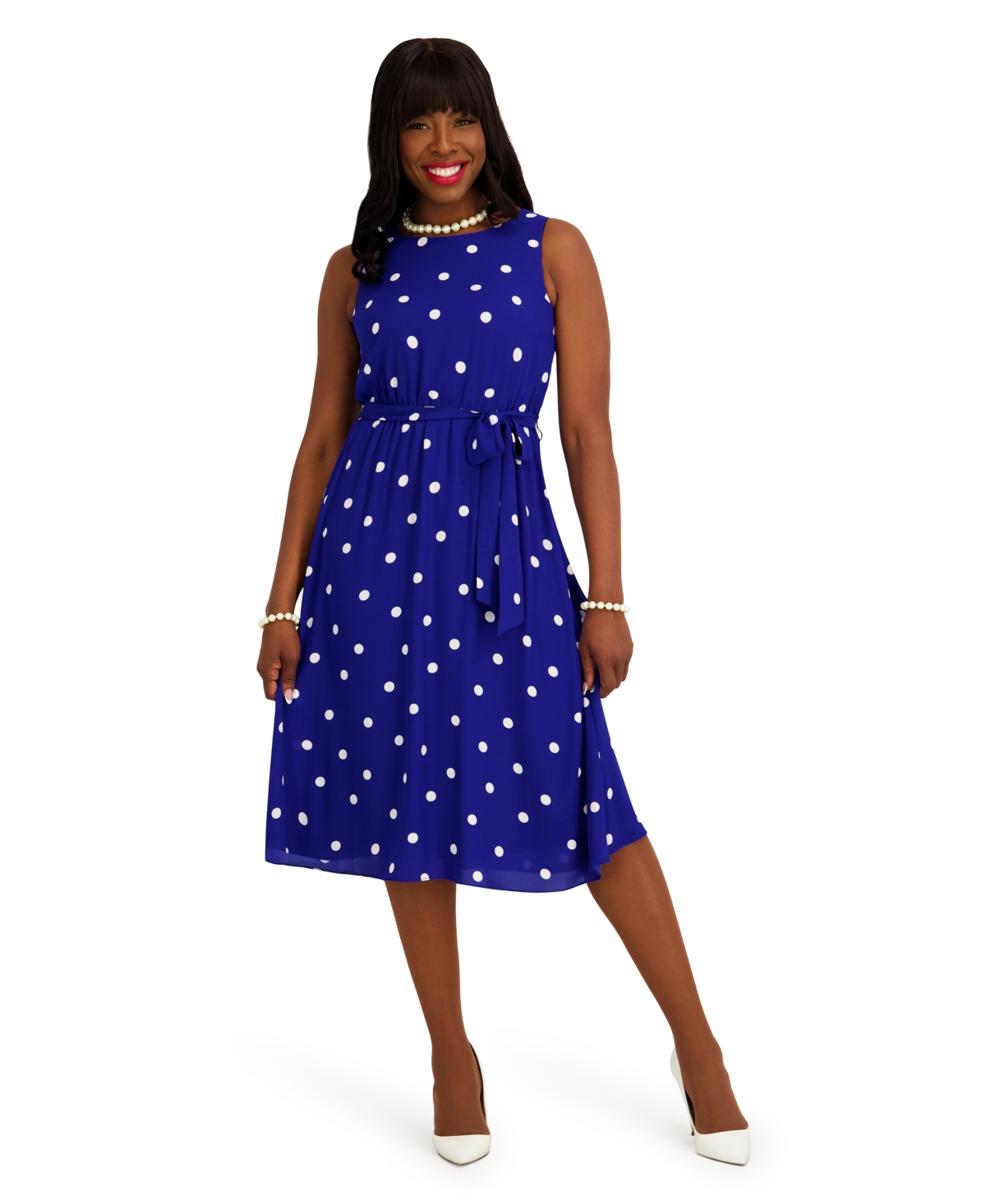 Click here for Kasper Womens Crewneck Sleeveless Dress - Royal Si... prices