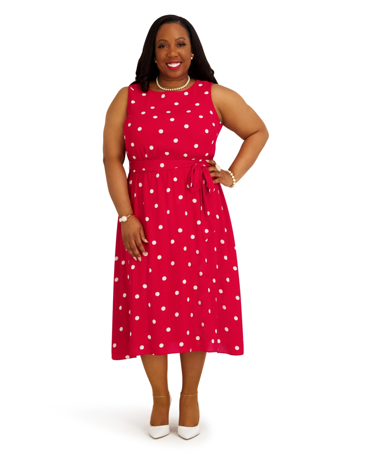 Click here for Kasper Womens Crewneck Sleeveless Dress - Crimson/... prices