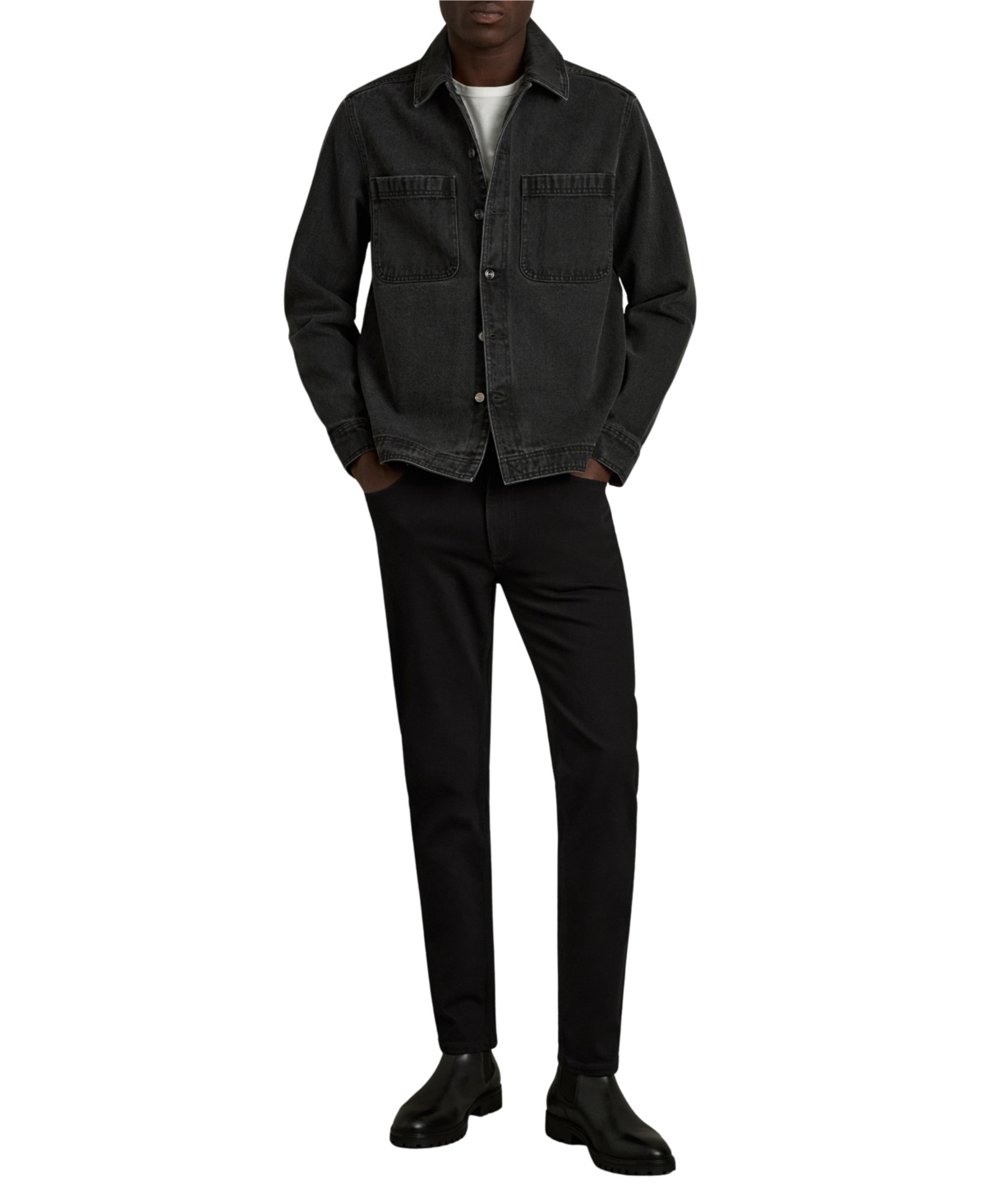 Click here for Reiss Mens Cotton Stretch Slim Fit Jeans - Stay Bl... prices