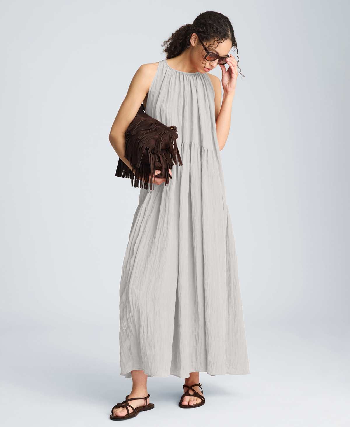 Click here for Kenneth Cole Womens Halter Neck Tiered Maxi Dress... prices