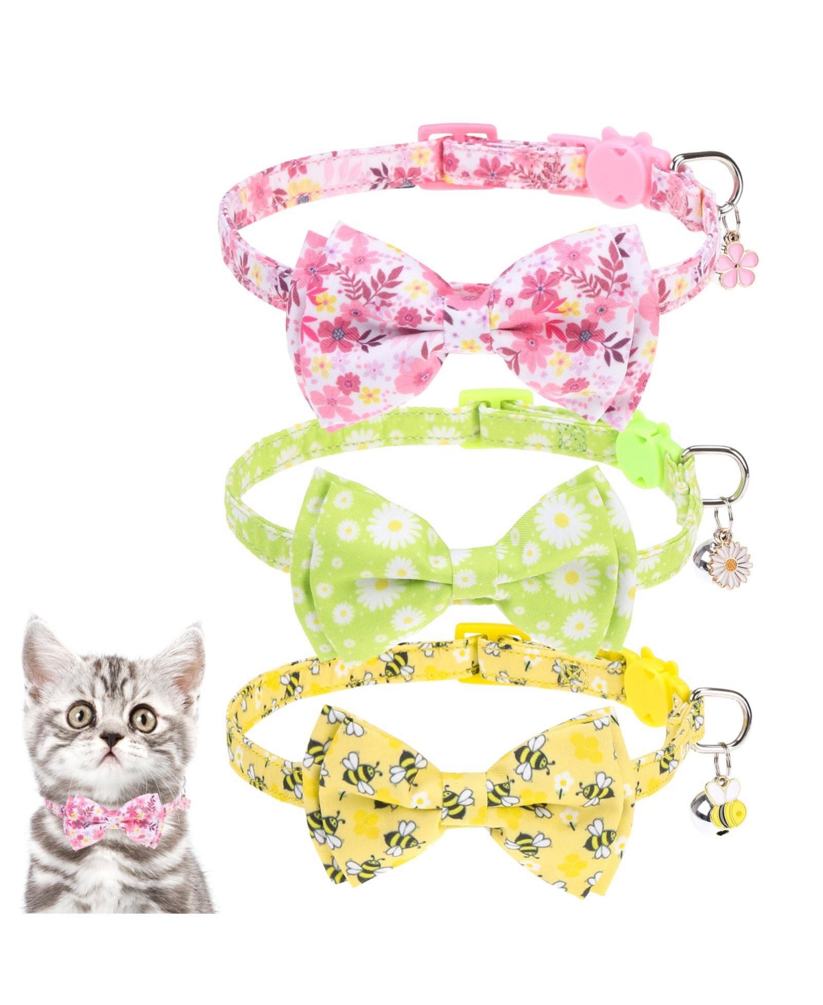 Click here for Aronkl Spring Cat Collars Breakaway Bow Tie Bell A... prices