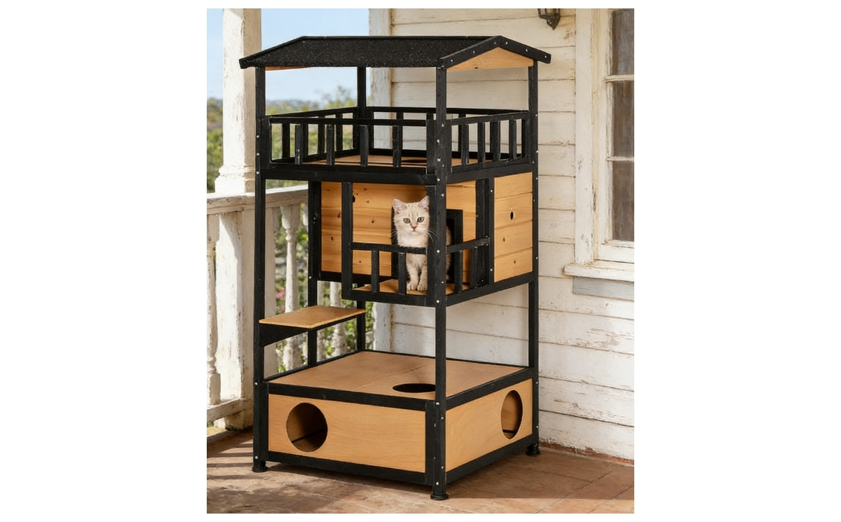 Click here for Zeus & Ruta Outdoor Multi-Cat Haven with Solid Woo... prices