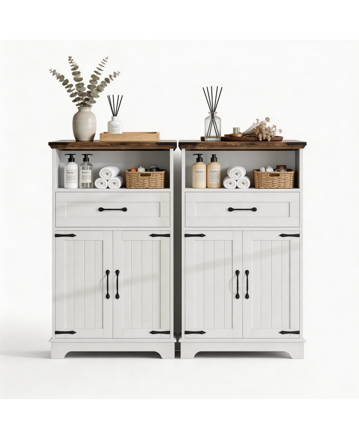 Click here for homfan Farmhouse Bathroom Cabinets Set of 2 - Wood... prices