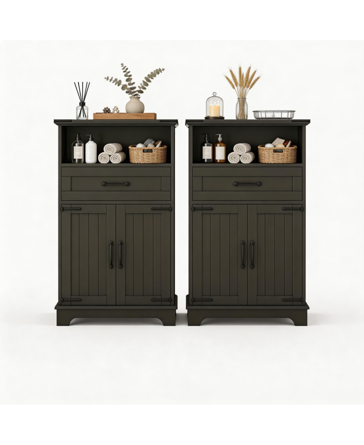 Click here for homfan Farmhouse Bathroom Cabinets Set of 2 - Wood... prices