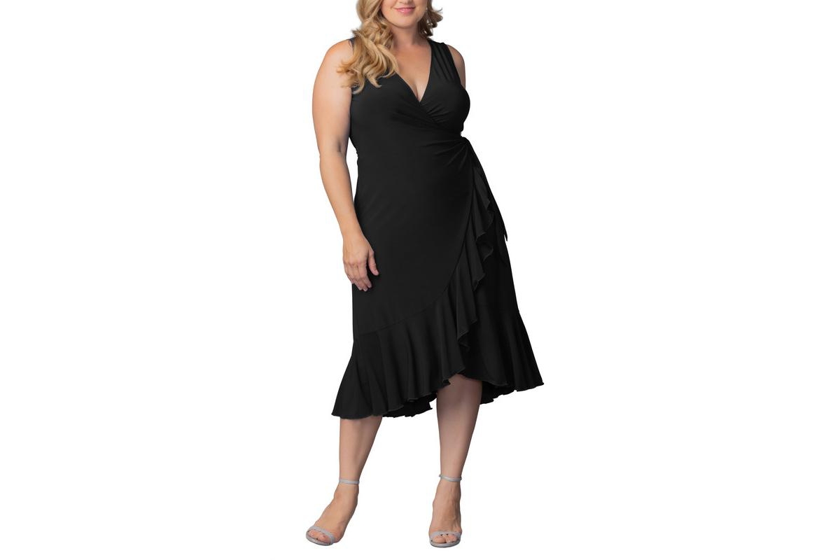 Click here for Kiyonna Plus Size Laguna Sleeveless Wrap Dress - B... prices