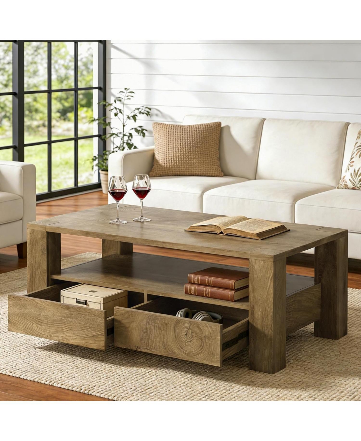 Click here for Tribesigns 47 Rectangle Coffee Table with 2 Drawer... prices