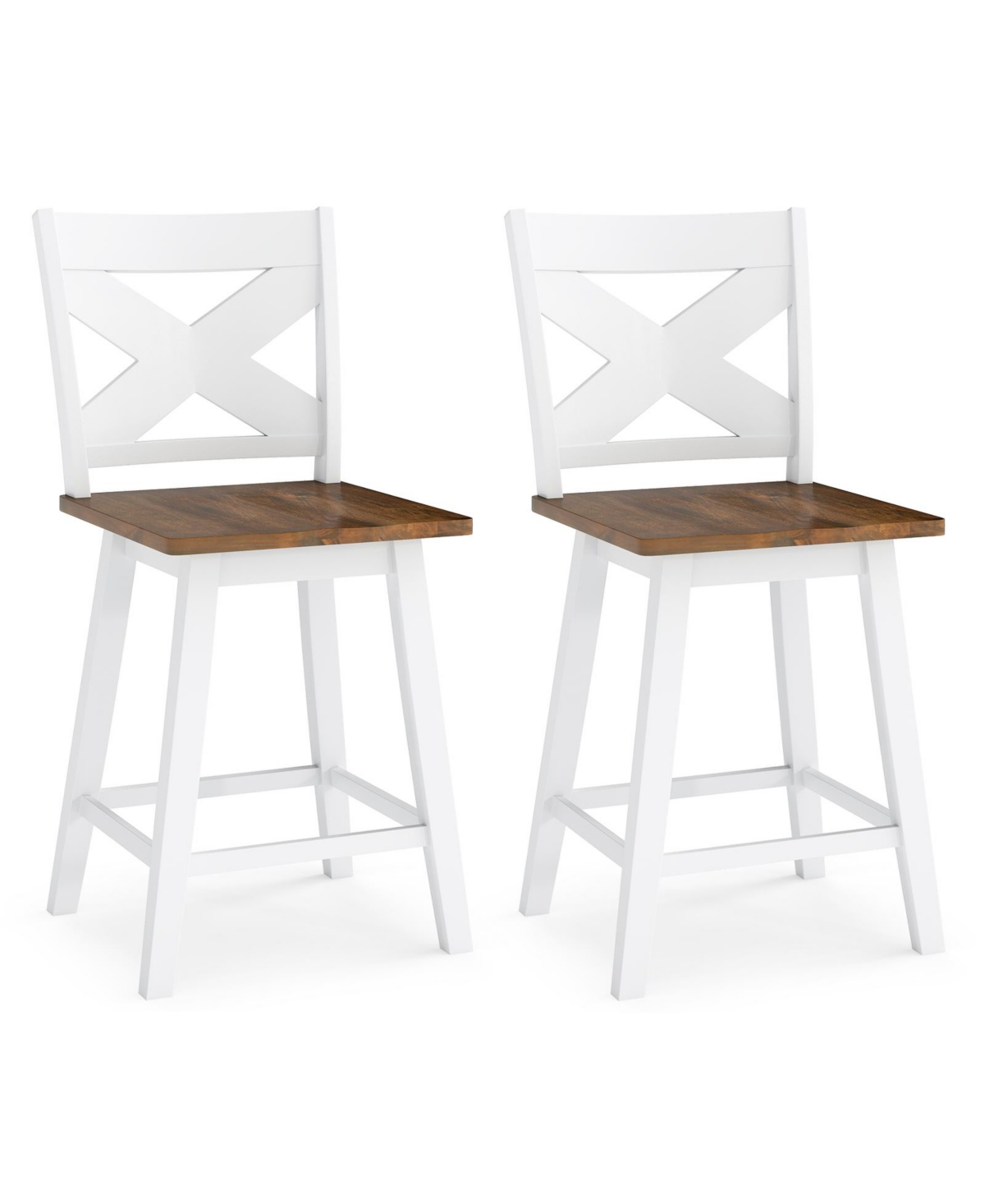 Click here for Sugift Rubberwood Swivel Bar Stools Set of Two wit... prices