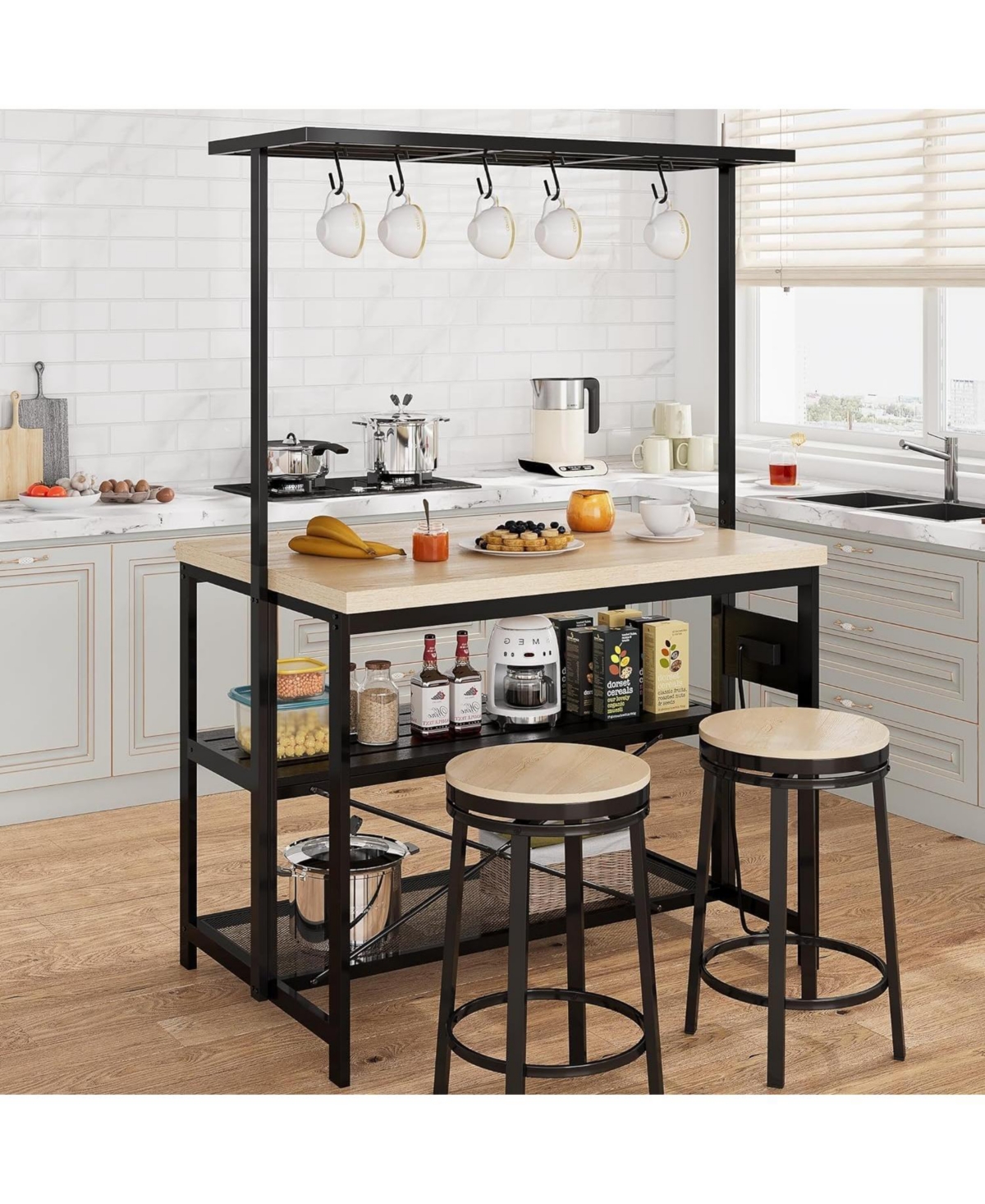 Click here for gaomon Kitchen Island Bakers Rack 5 - Nature prices