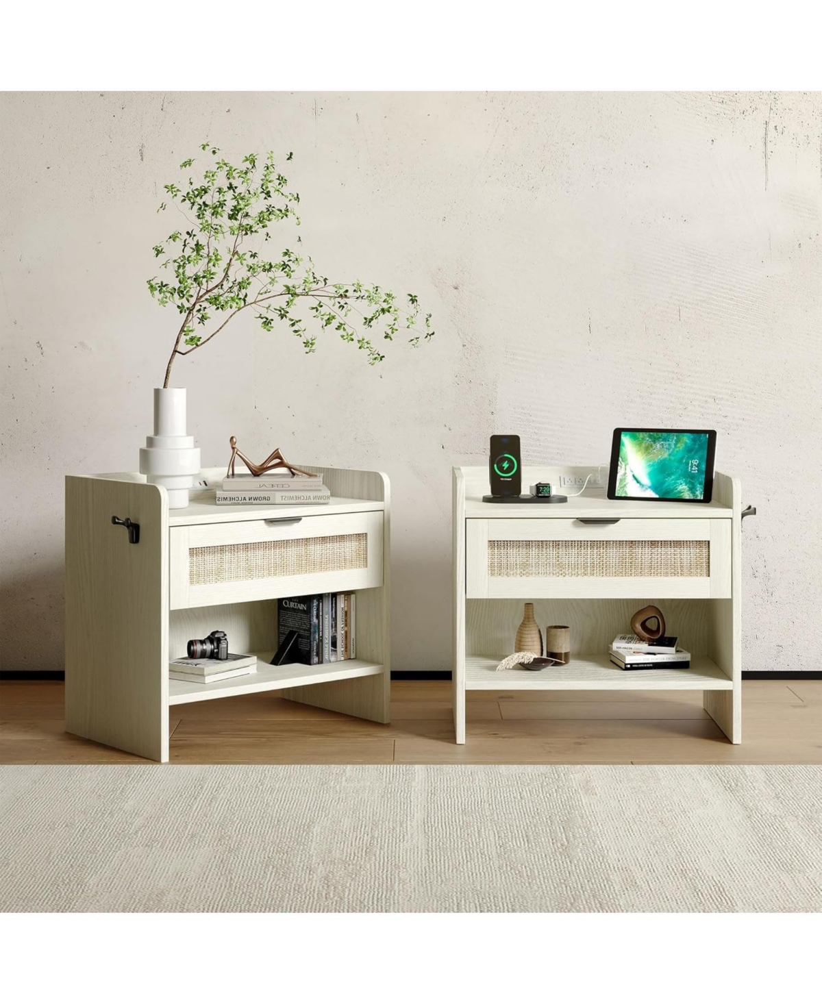 Click here for gaomon Rattan Nightstand Set of 2  Bedside Table w... prices