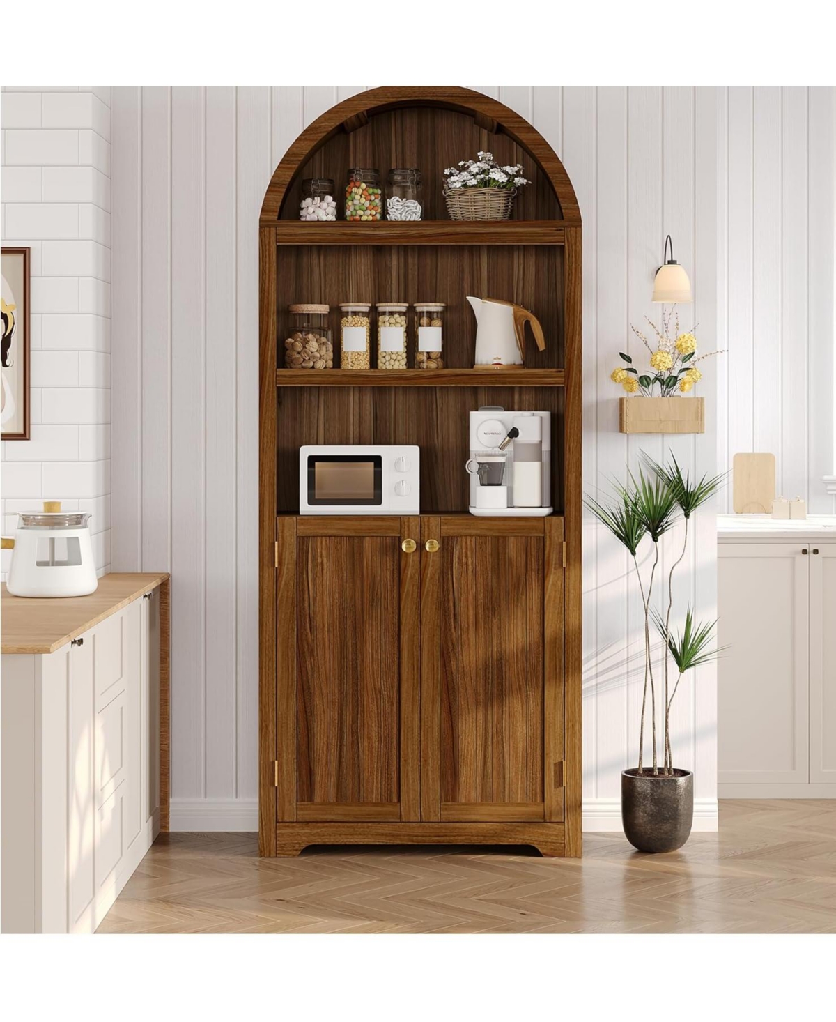 Click here for gaomon 72 Tall Wood Arched Storage Cabinet - 5-She... prices