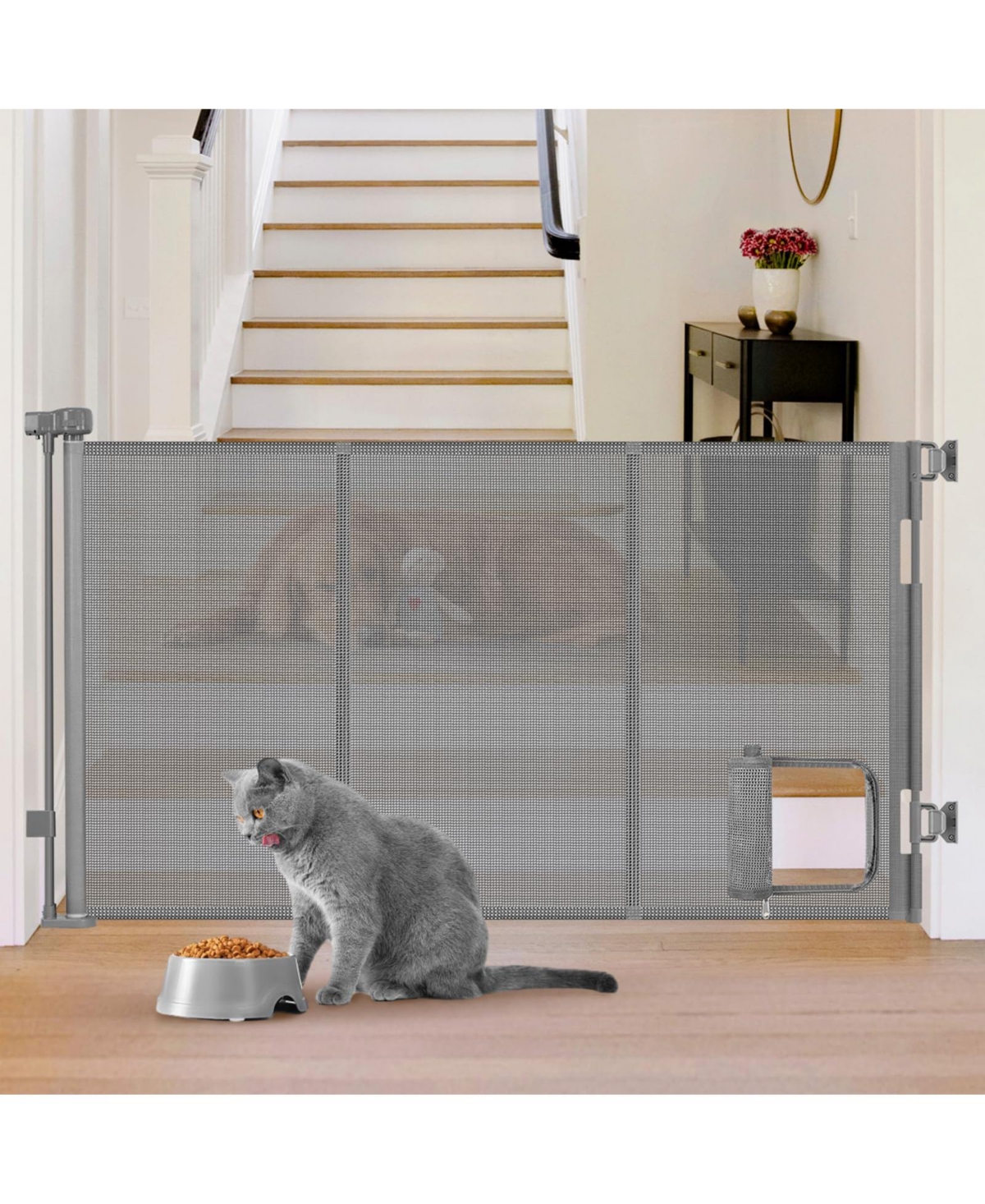 Click here for Aronkl Retractable Pet Gate with Cat Door Mesh Dog... prices