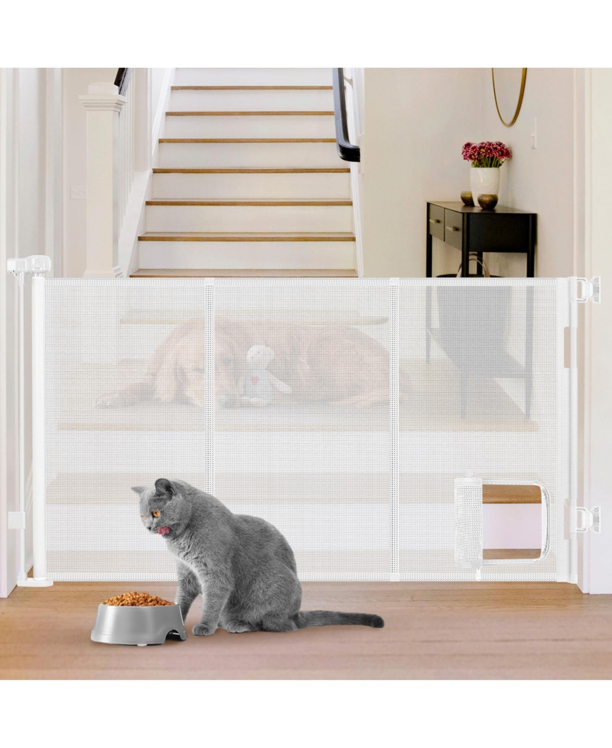 Click here for Aronkl Retractable Pet Gate with Cat Door Mesh Dog... prices