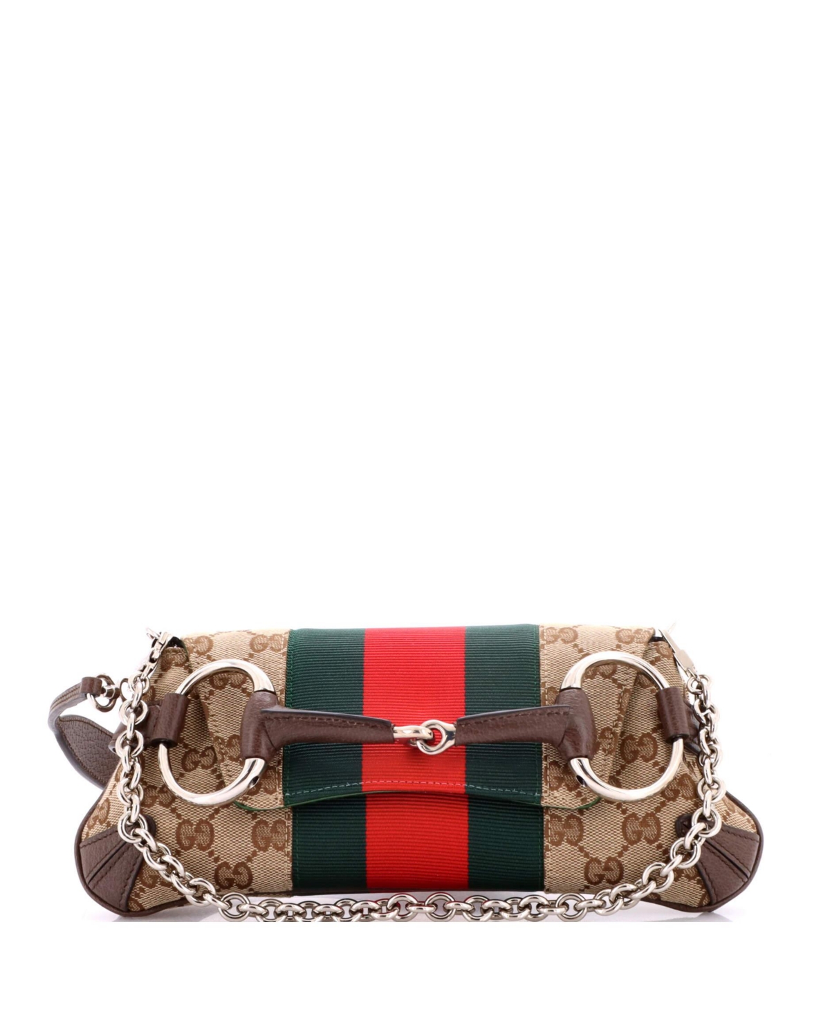 Click here for Pre-Owned Gucci Small Horsebit Nm Web Chain Clutch... prices