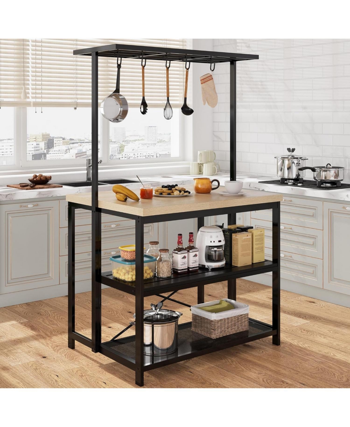 Click here for gaomon Kitchen Island Bakers Rack 5 - White prices
