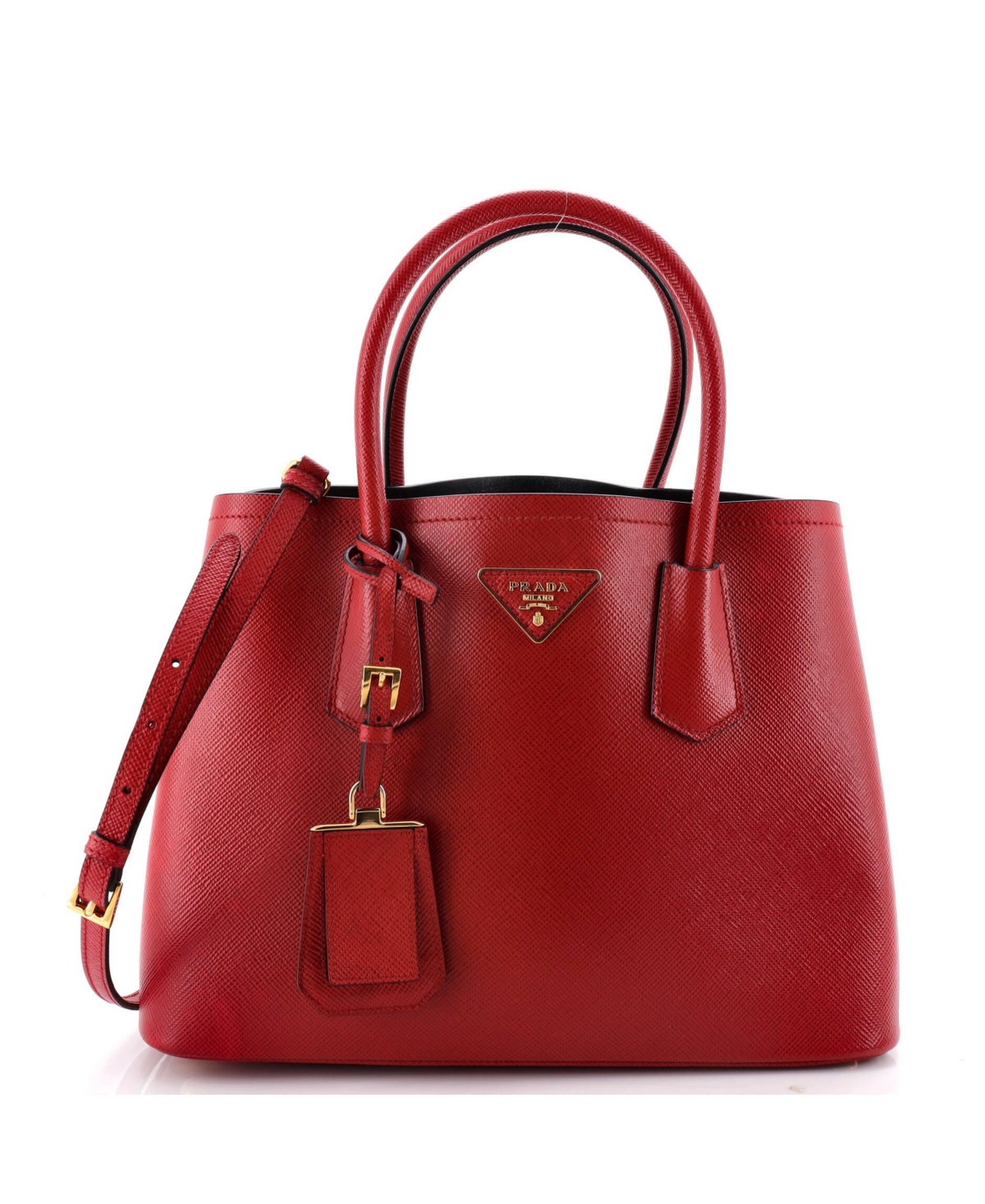 Click here for Pre-Owned Prada Medium Cuir Double Tote Saffiano L... prices