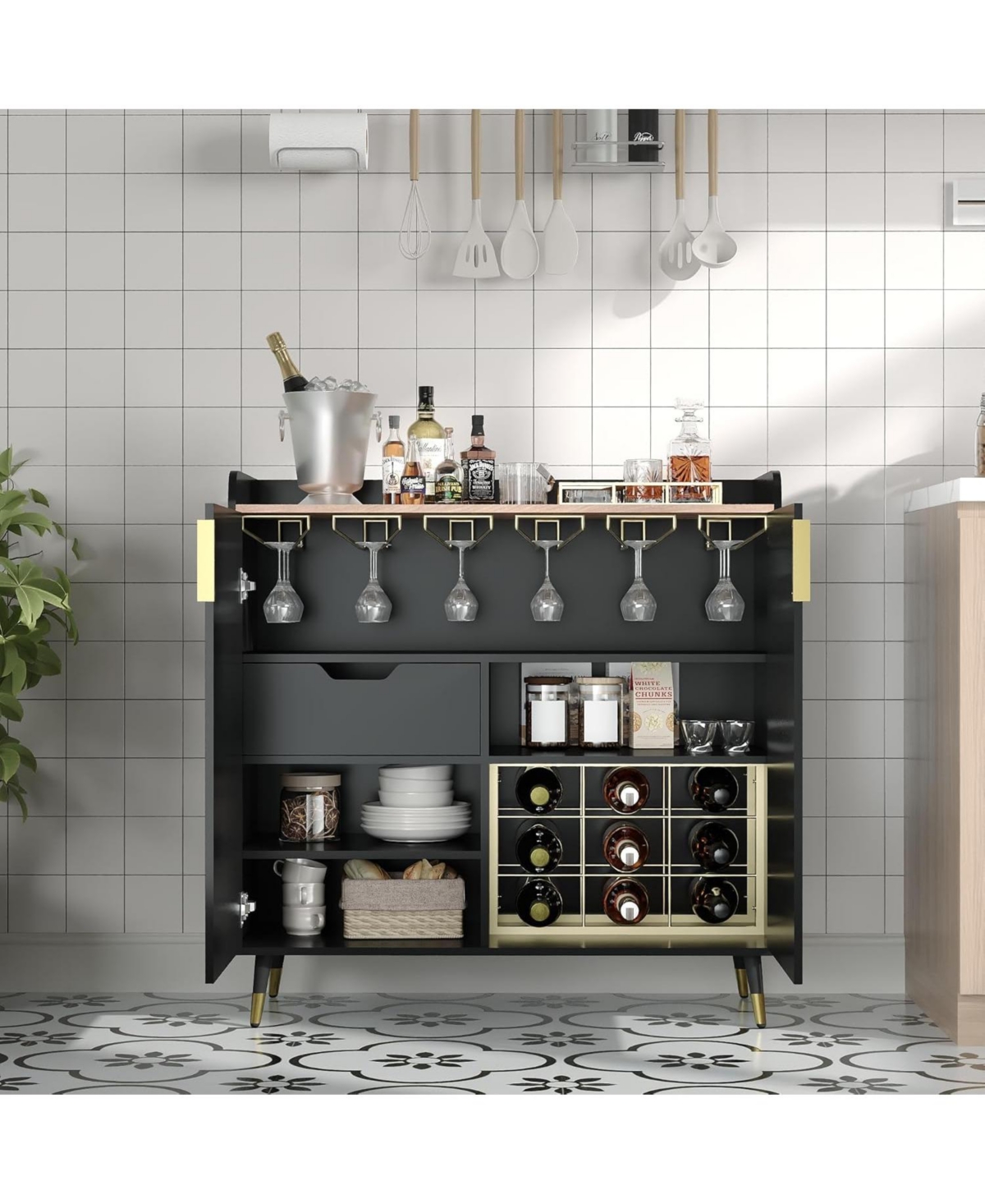 Click here for gaomon Liquor Cabinet with Wine Racks and Buffet S... prices